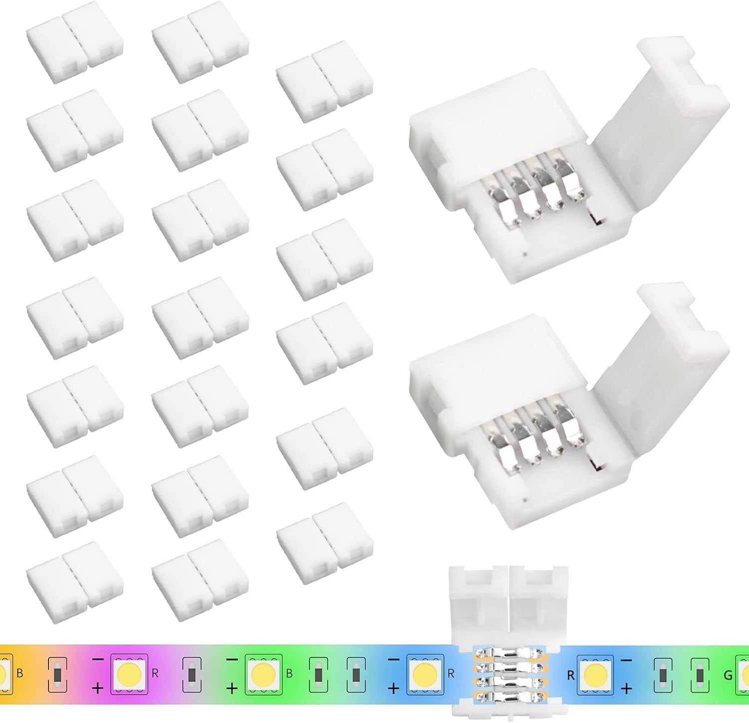Topboutique RGB LED Light Strip Connectors 4-Pin 8mm Unwired Gapless ...