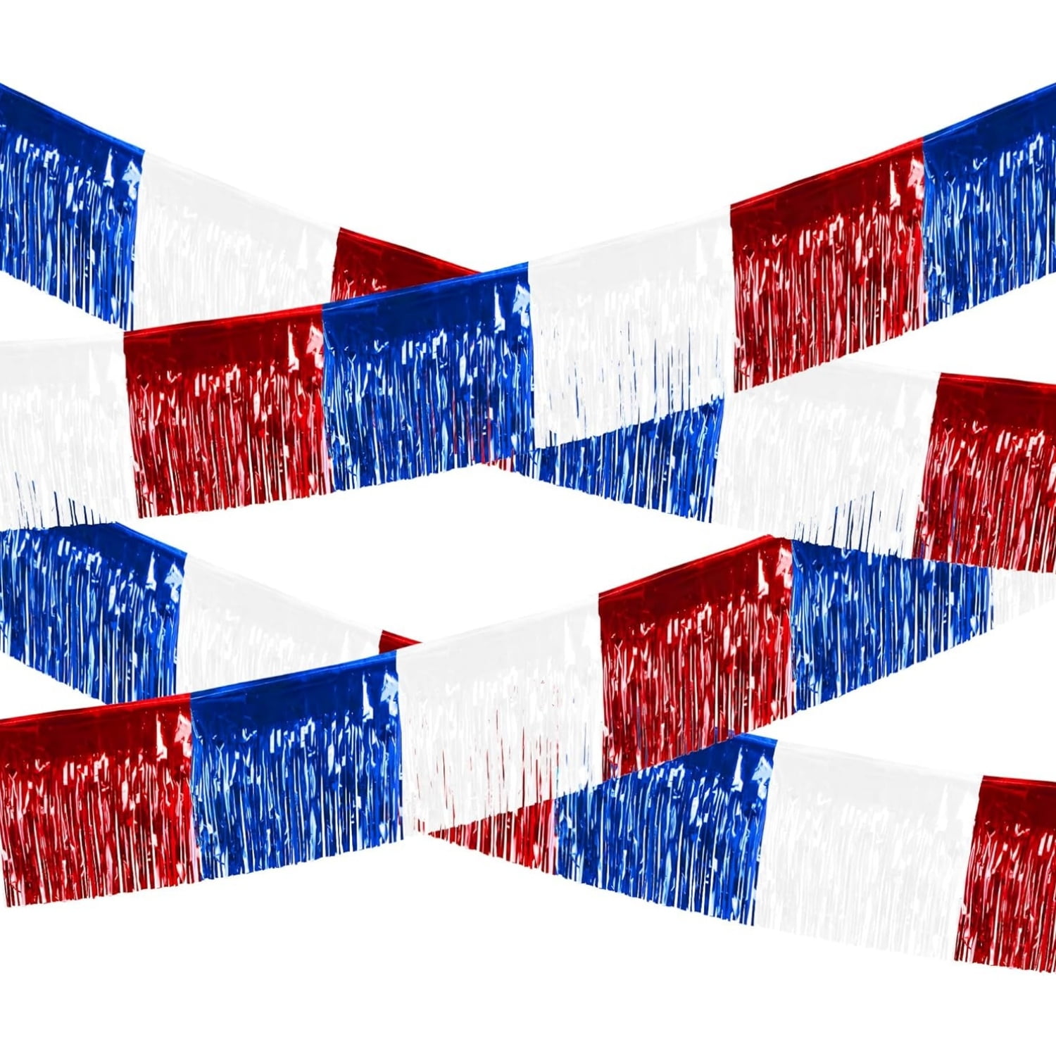 Topboutique Red Blue White Metallic Foil Fringe Garland 2 Packs 10 Feet ...