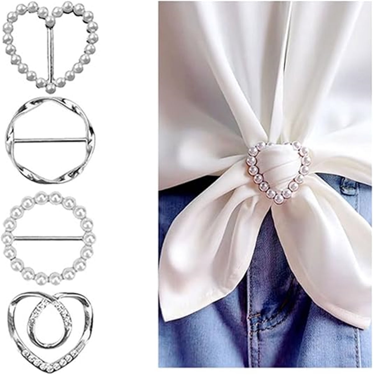Topboutique Scarf Ring Clip, 4 Pcs Silver Shirt Clip, T-shirt Ties ...
