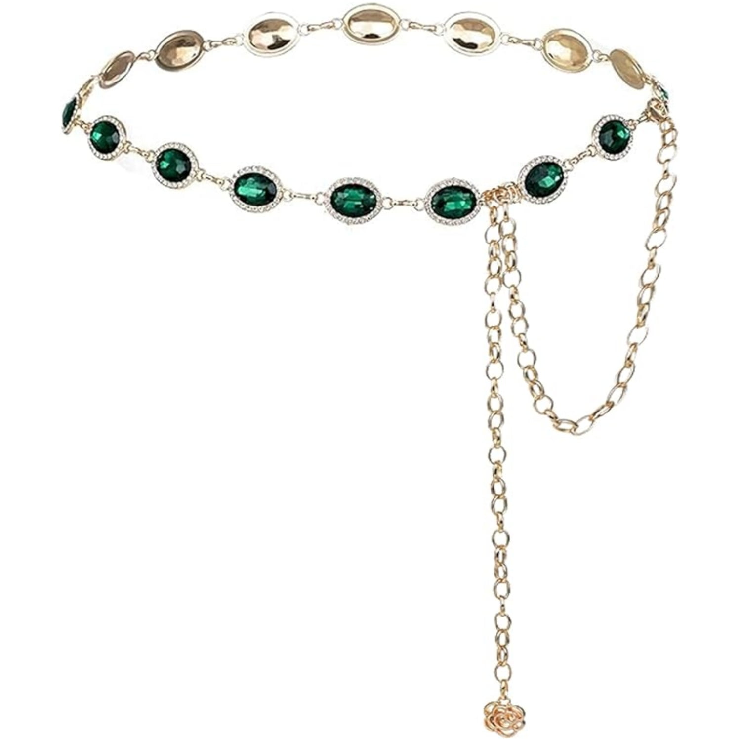 Topboutique Waist Chains Belts Green Glass Diamond Chain Belt Chain ...