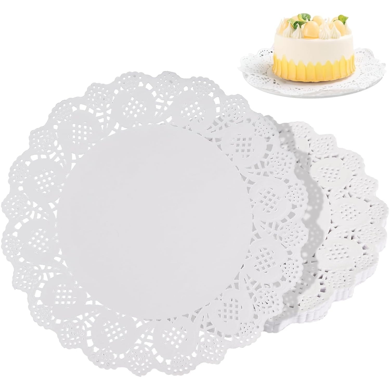 Topboutique White Lace Paper Doilies, Round Paper Placemats, Lace Food ...