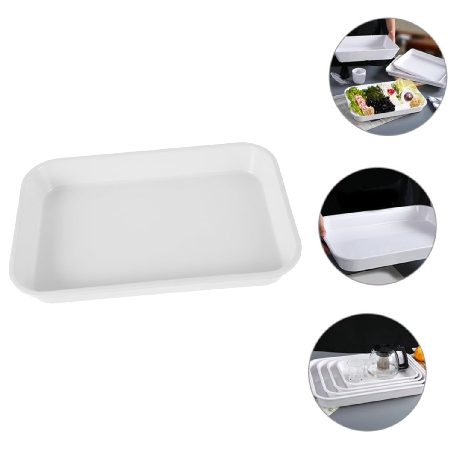 Topboutique White Plastic Tray,Rectangle Serving Tray,3 Pcs Stackable ...