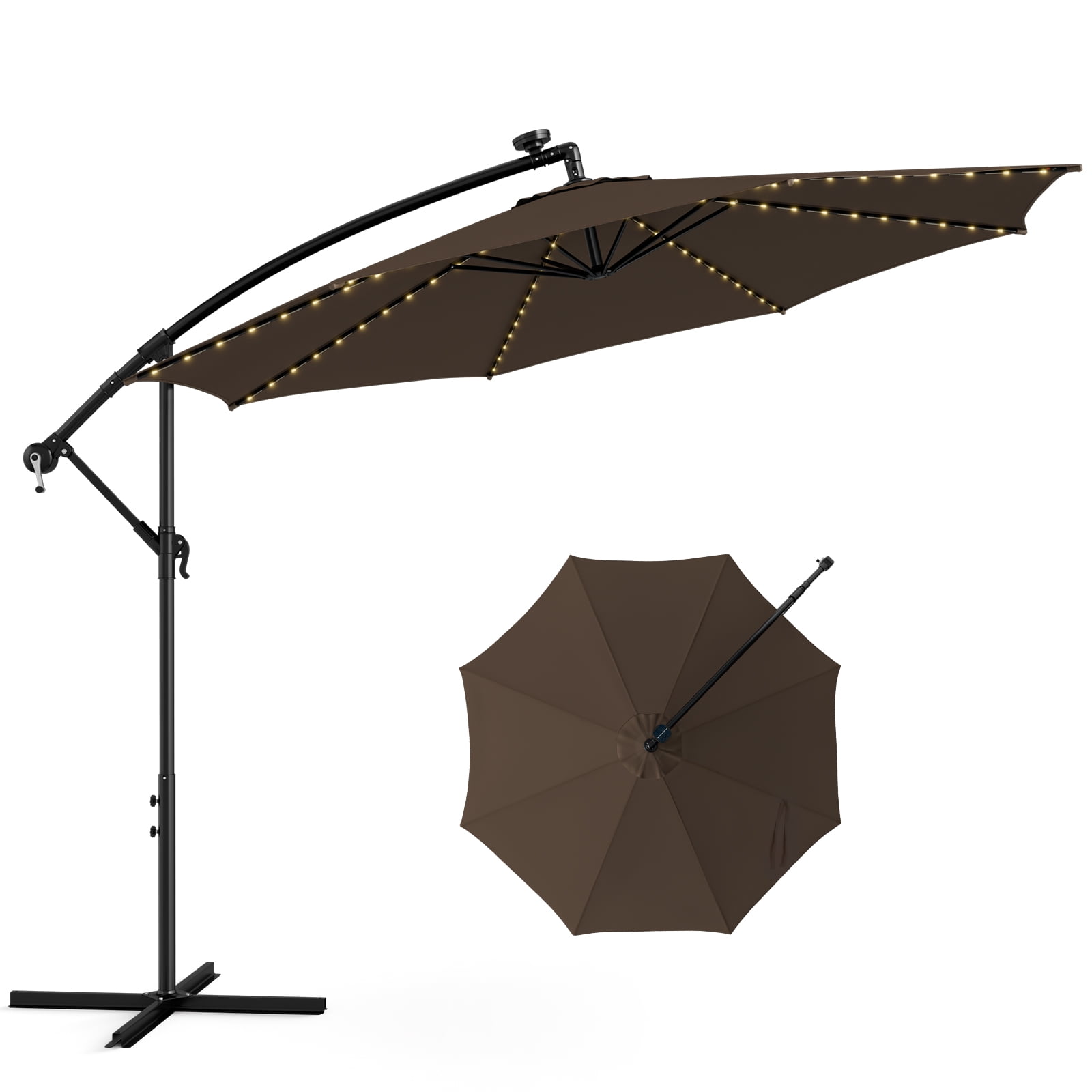 Topbuy 10FT Solar Offset Umbrella Tilted Cantilever Umbrella with 112 ...