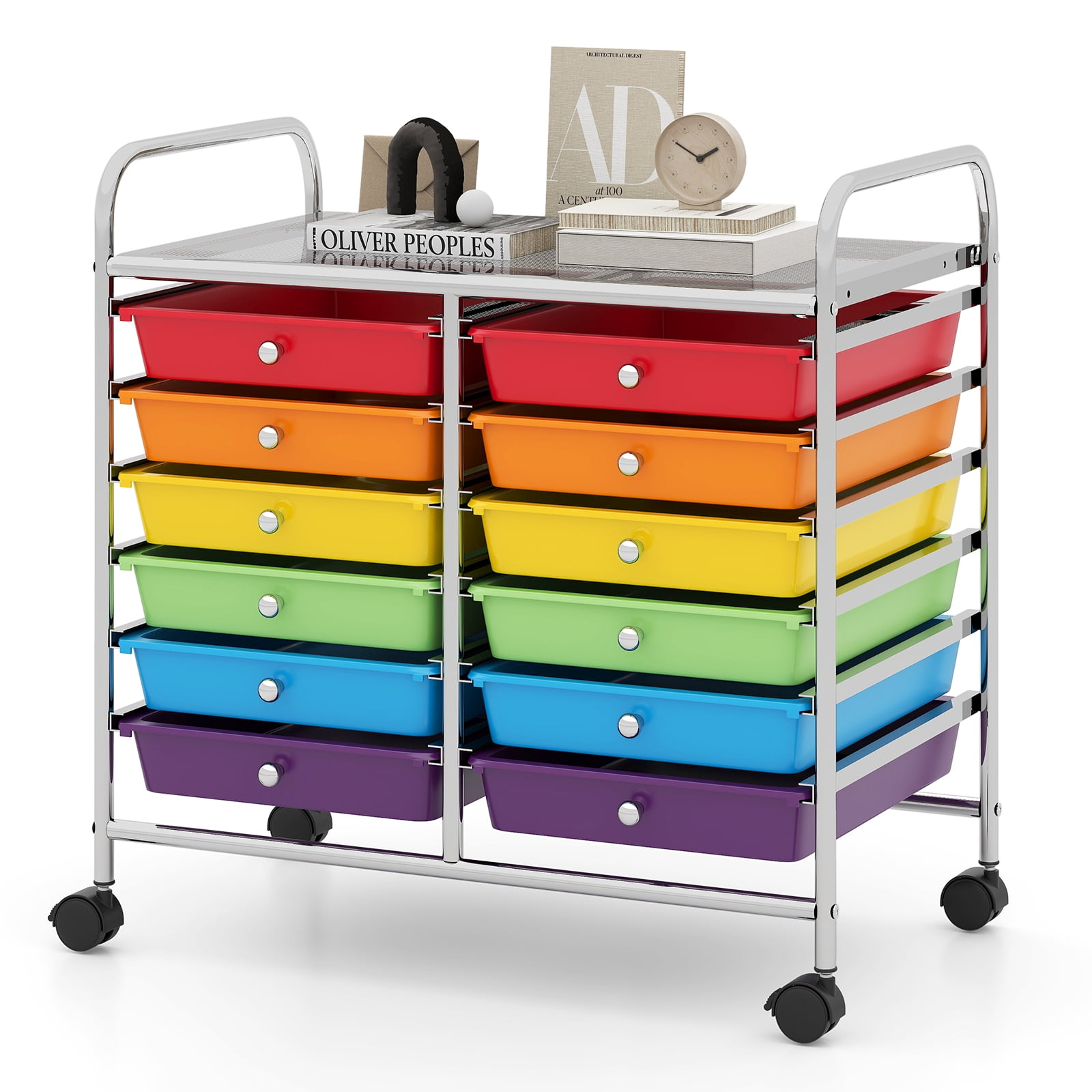 Topbuy 12-Drawer Rolling Storage Cart Utility Cart with Lockable ...