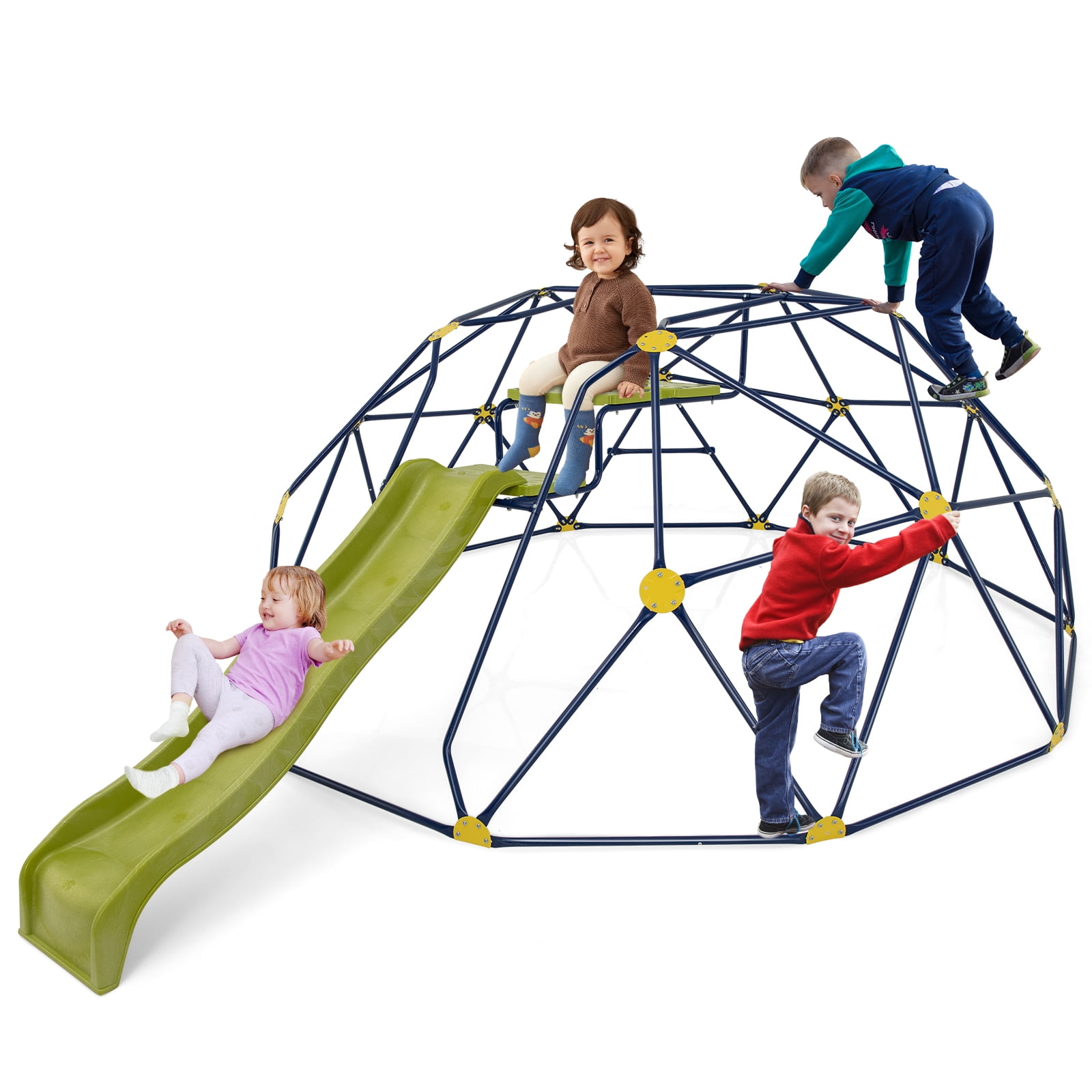 Topbuy 13.3FT Dome Climber with Extend Wave Slide for Kids 3 to 10 Kids ...