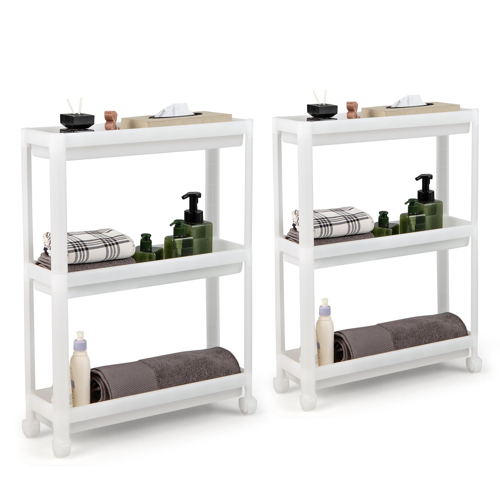 Topbuy 2-Pack 3-Tier Slim Rolling Storage Carts, Detachable with ...