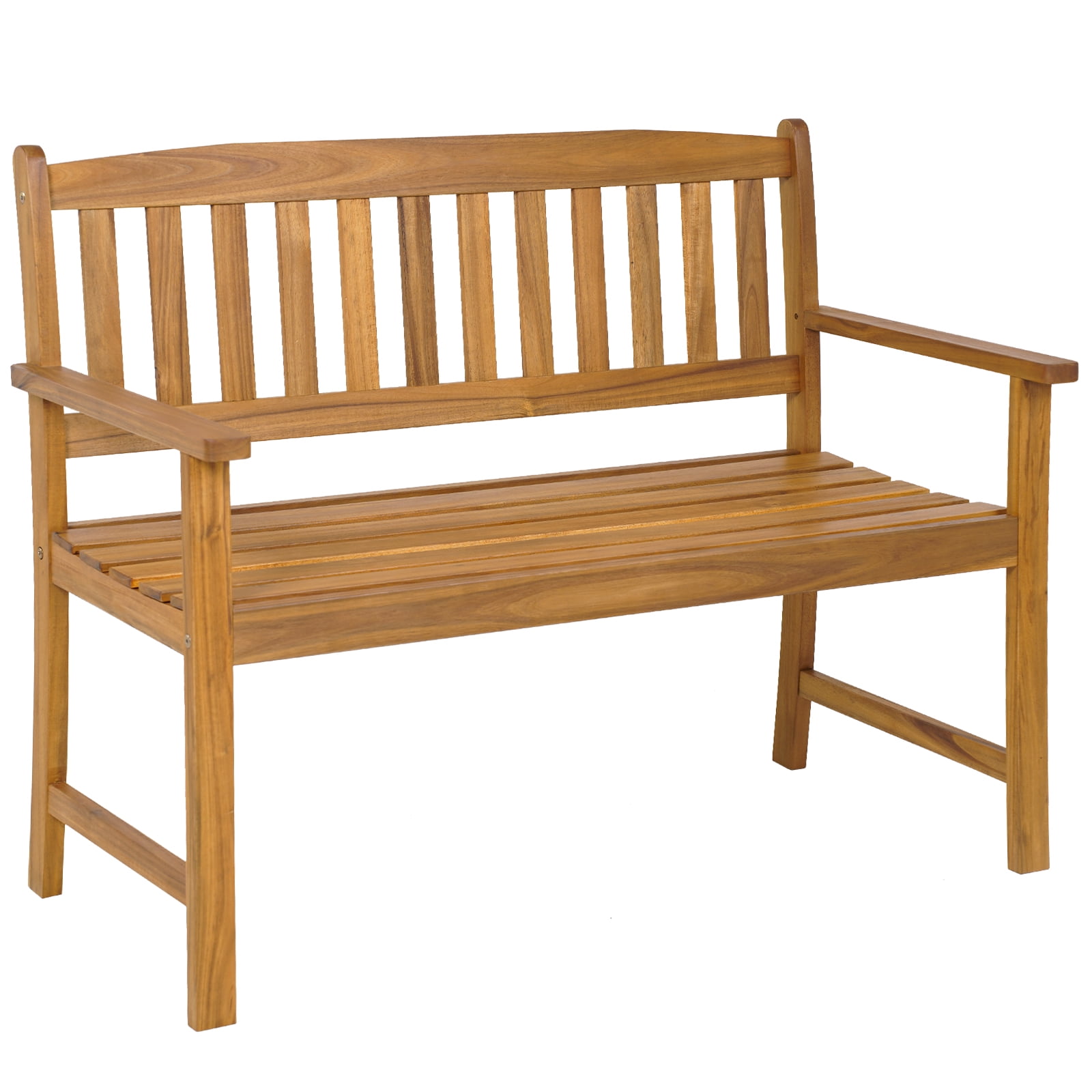 Topbuy 2-Person Outdoor Bench Patio Wooden Bench with Ergonomic ...