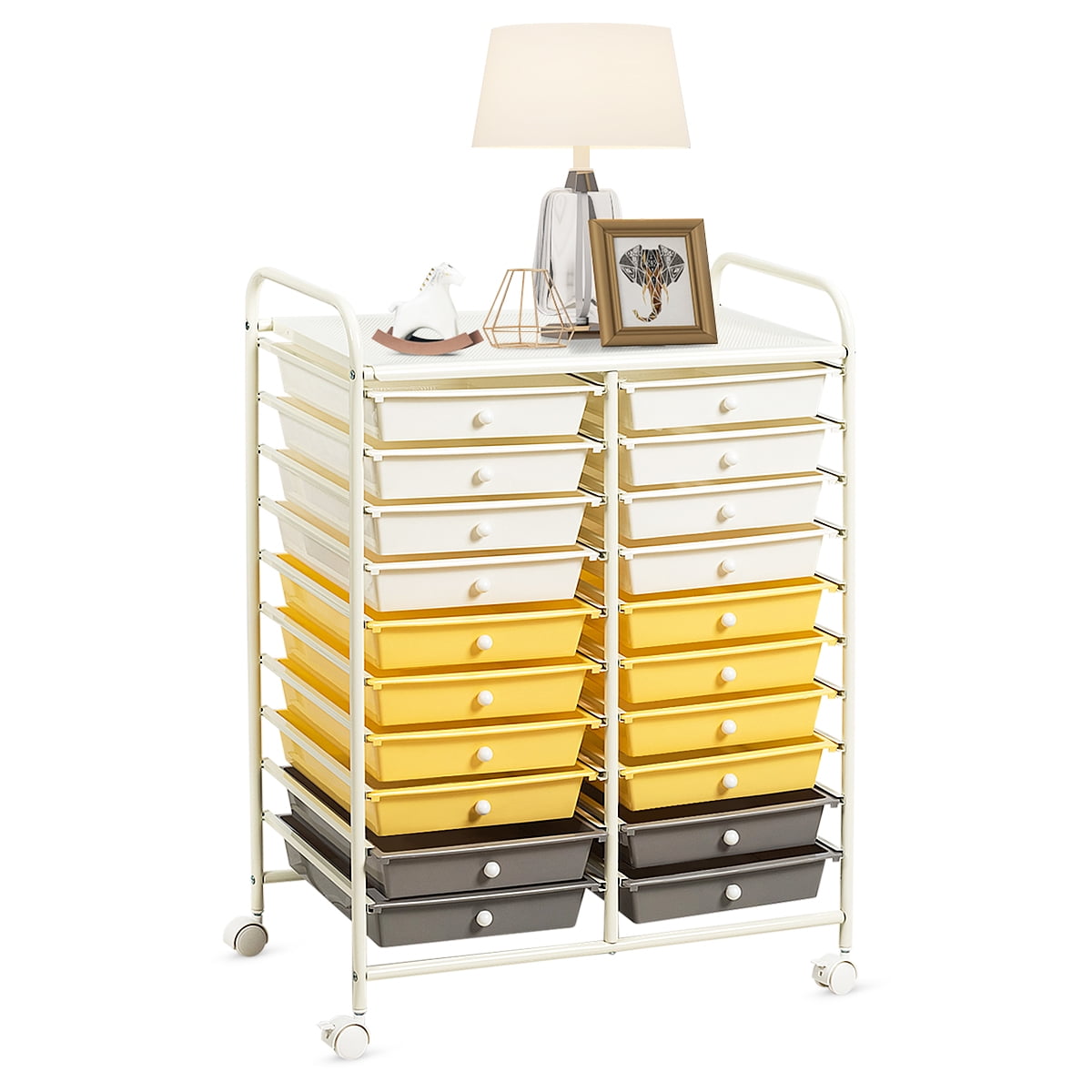 Topbuy 20-Drawer Rolling Trolley Mobile Storage Cart Tools Scrapbook ...