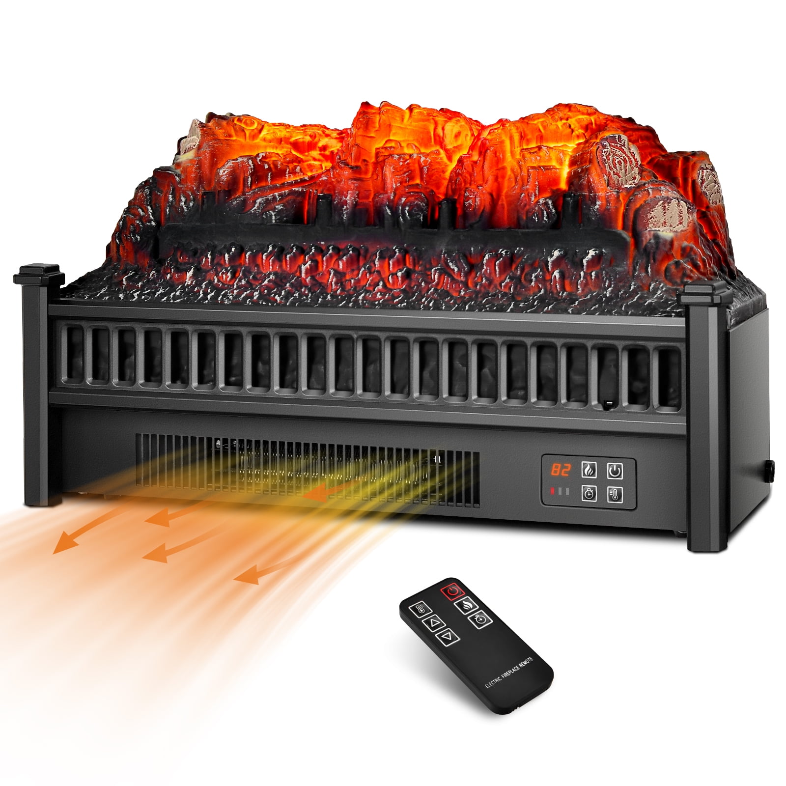 Topbuy 23" Electric Fireplace Log Heater Portable Realistic Ember Bed ...