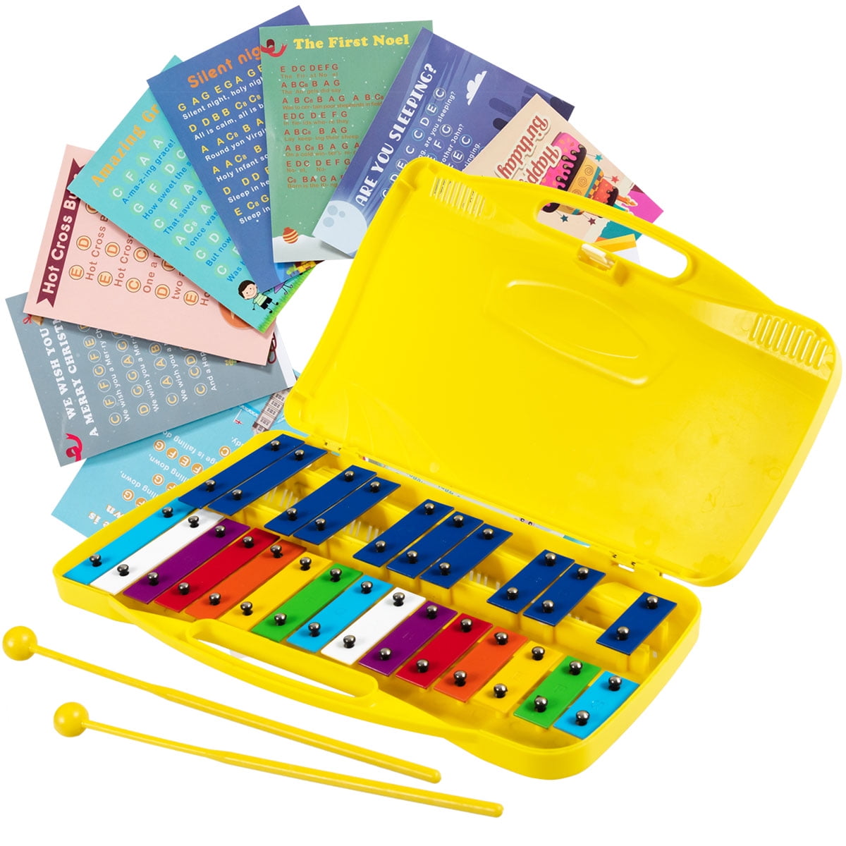 Topbuy 25-Note Chromatic Xylophone, Yellow, Aluminium Keys, Educational ...