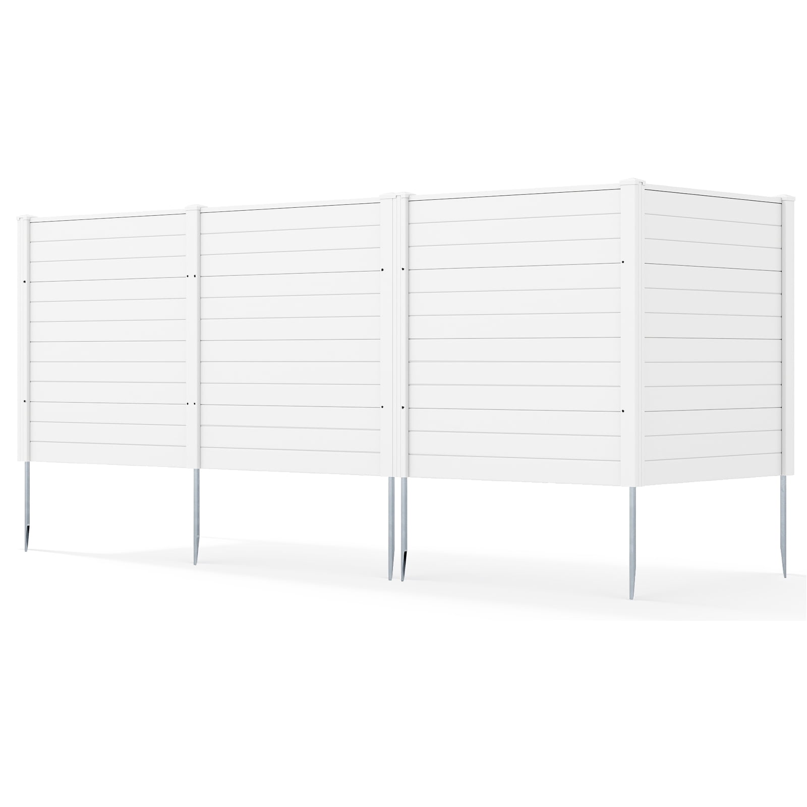 Topbuy 2PCS Outdoor Privacy Fence Panel 2 Picket PVC Decorative Fence w ...