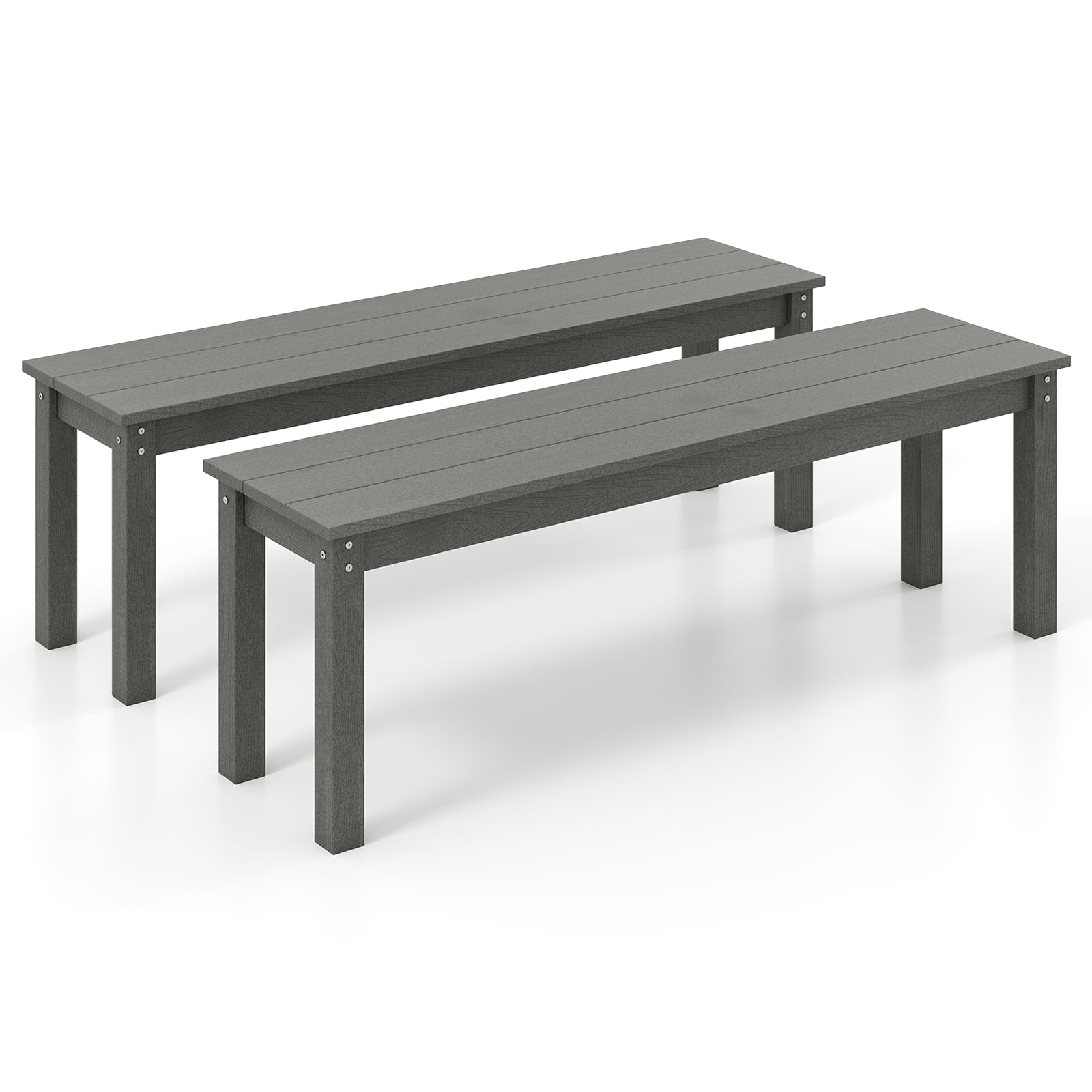 Topbuy 2Pcs Outdoor Bench 2-3 Person HDPE Patio Bench 55" Backless ...