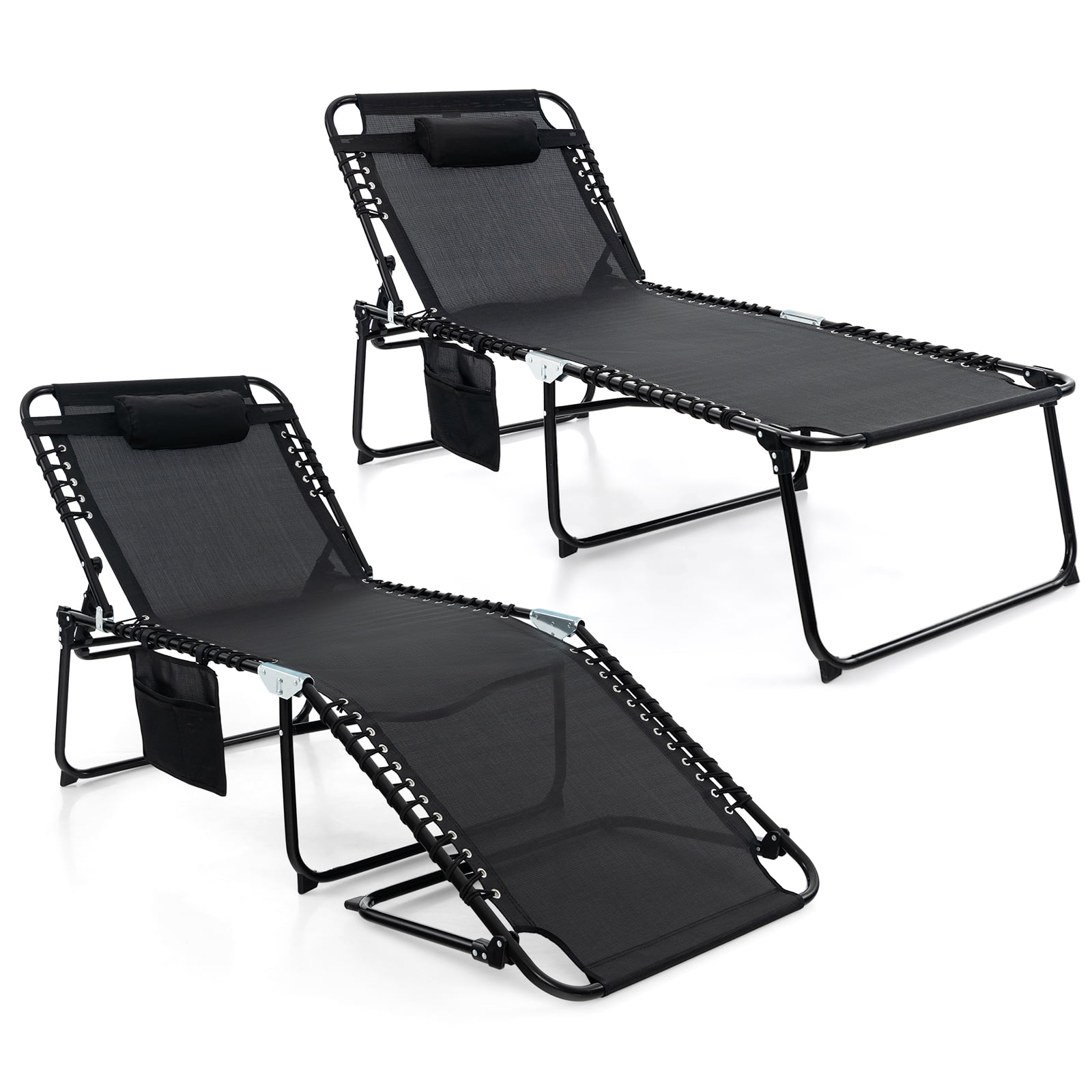 Topbuy 2pc Oversize Folding Chaise Lounge Portable Patio Sun Lounger ...