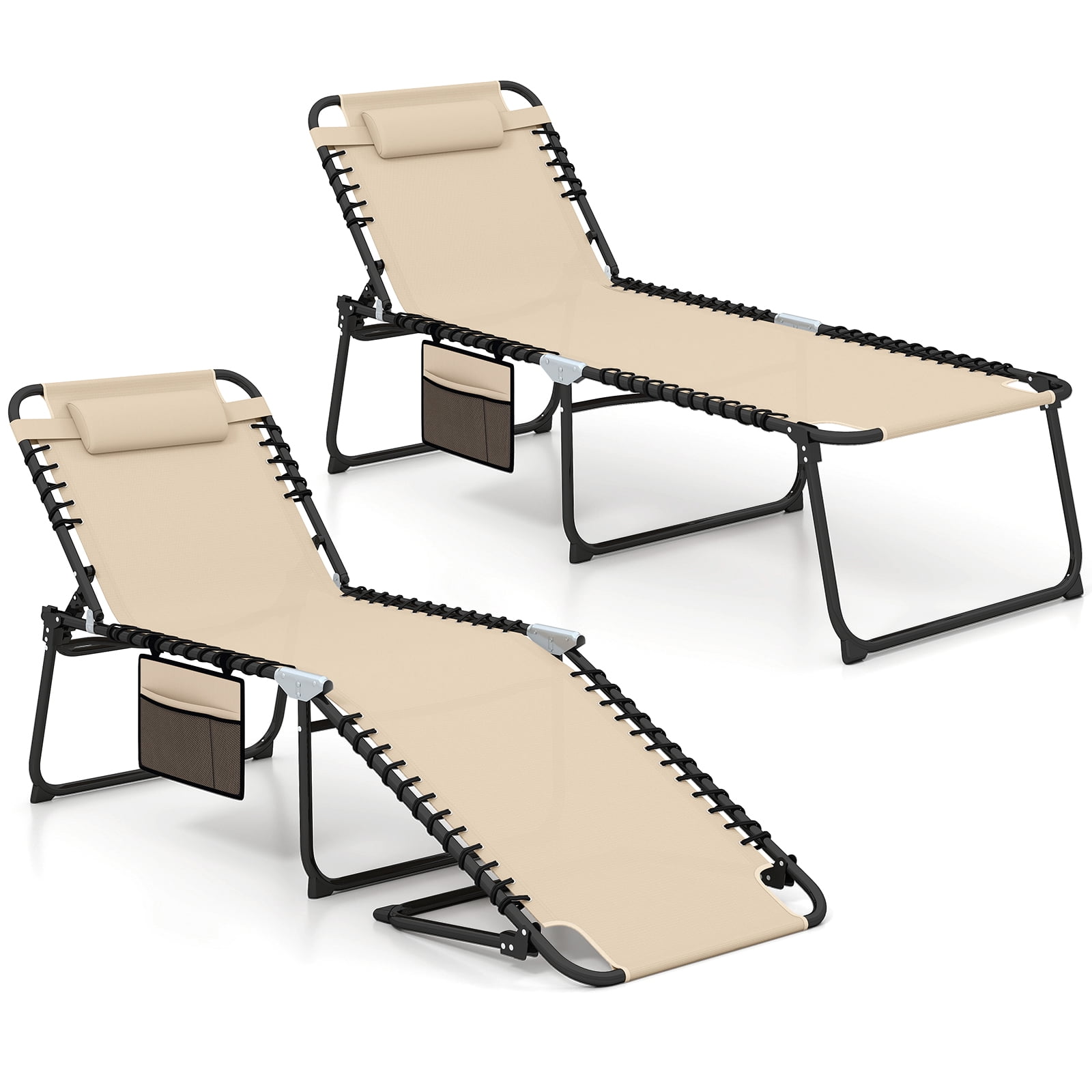 Topbuy 2pc Oversize Folding Chaise Lounge Portable Patio Sun Lounger ...
