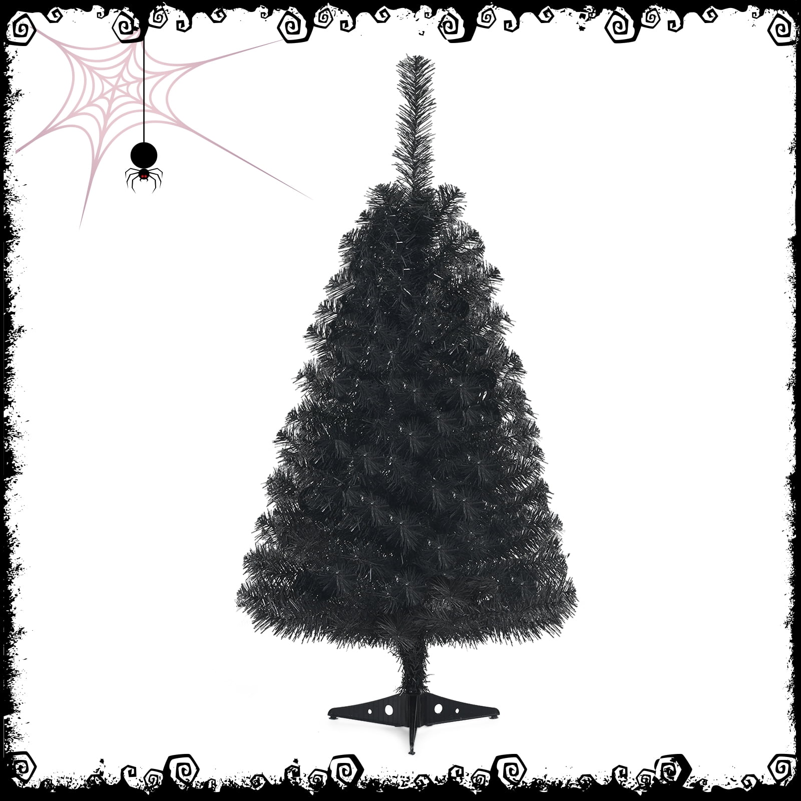 Topbuy 3ft Gothic Outdoor Black Artificial Tree, Unlit, Compact for ...