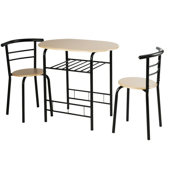 Topbuy 3 PCS Kitchen Dining Set Compact Bistro Pub 2 Chairs & Table ...