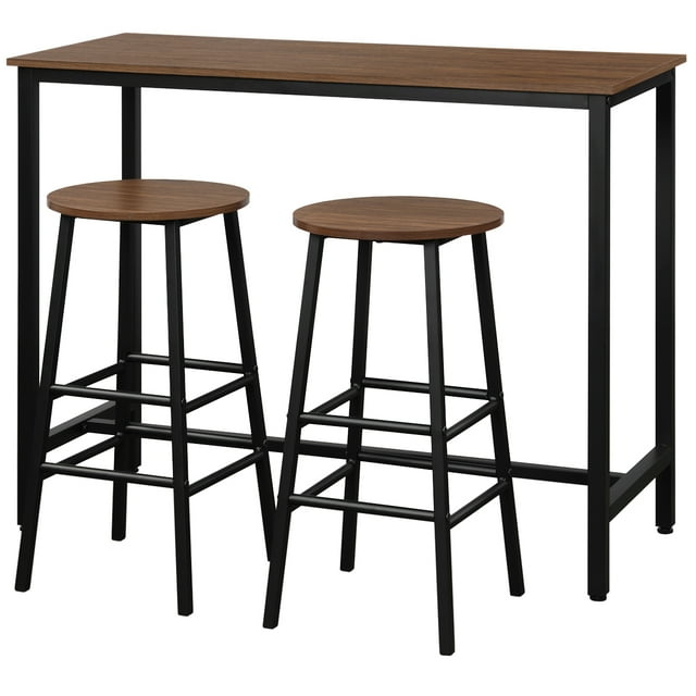 Topbuy 3-Piece Pub Bar Table Set Kitchen Counter Height Table Set with ...