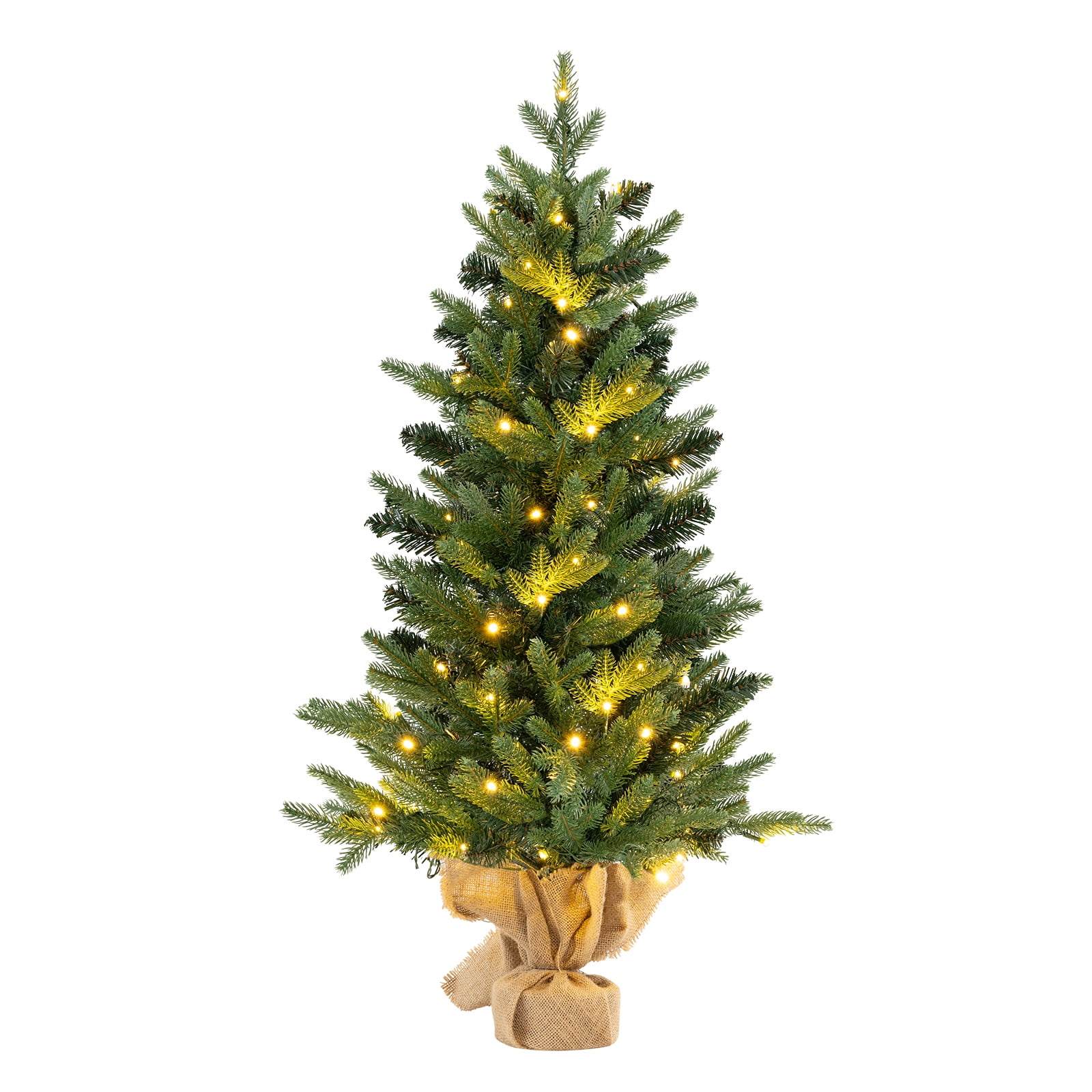 Topbuy 3'Tabletop Christmas Tree Pre-Lit Warm White LED Battery ...