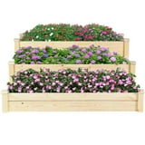 Topbuy 3 Tier Wooden Raised Garden Bed Planting Box Growing Flower ...