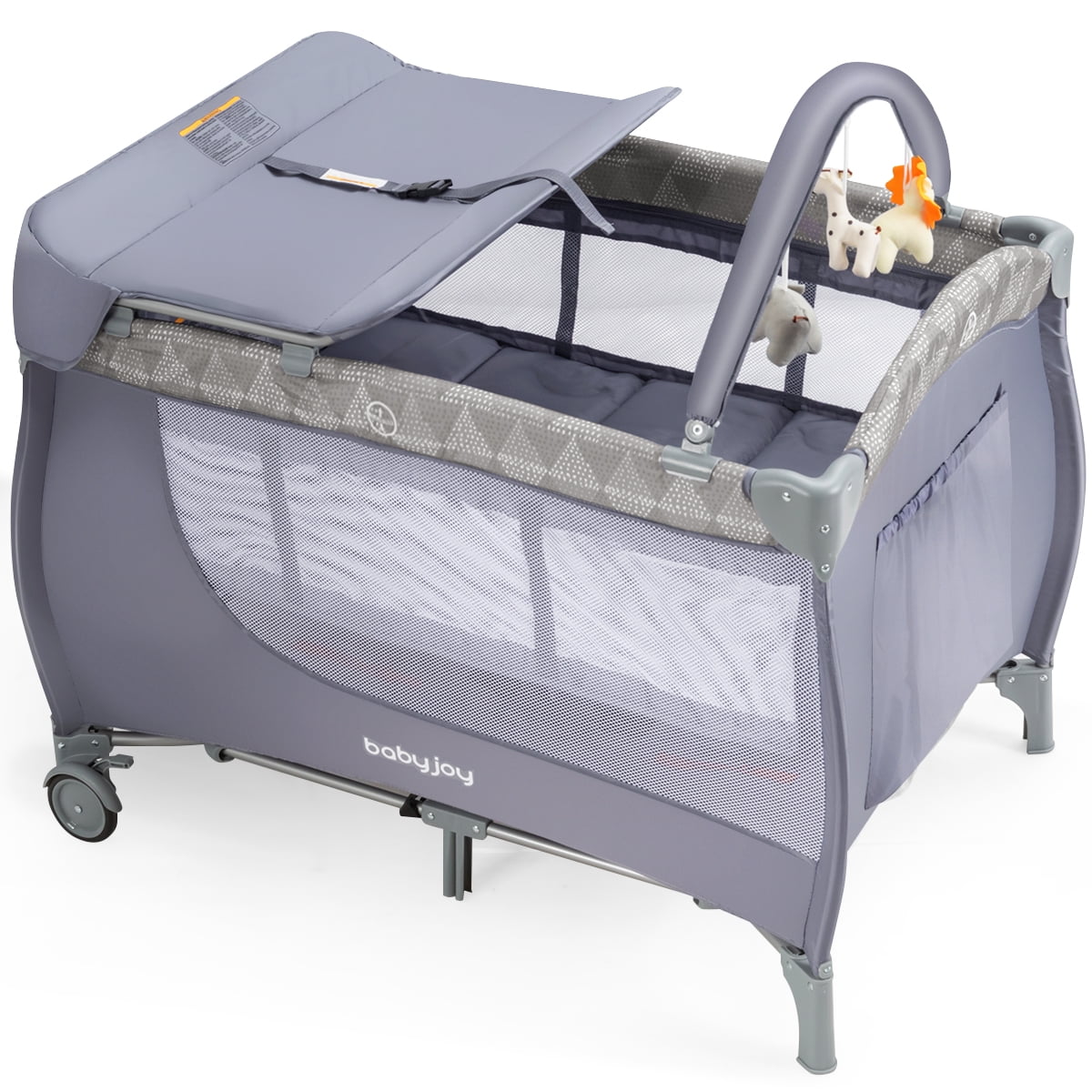 Topbuy 3-in-1 Portable Newborn Playpen, Foldable Baby Bassinet & Diaper ...