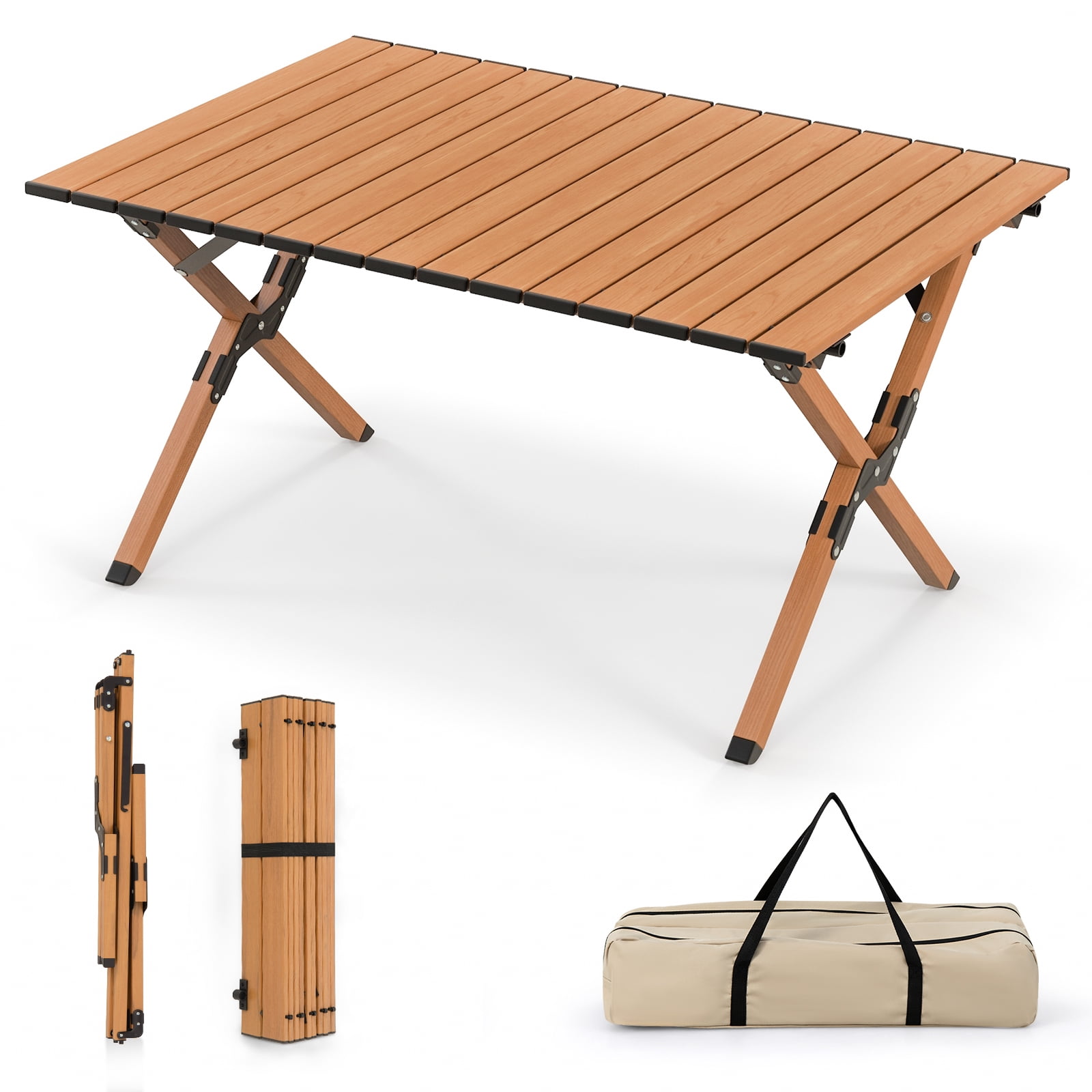 Topbuy 35" x 23" Folding Aluminum Picnic Table Roll-Up Camping Table ...