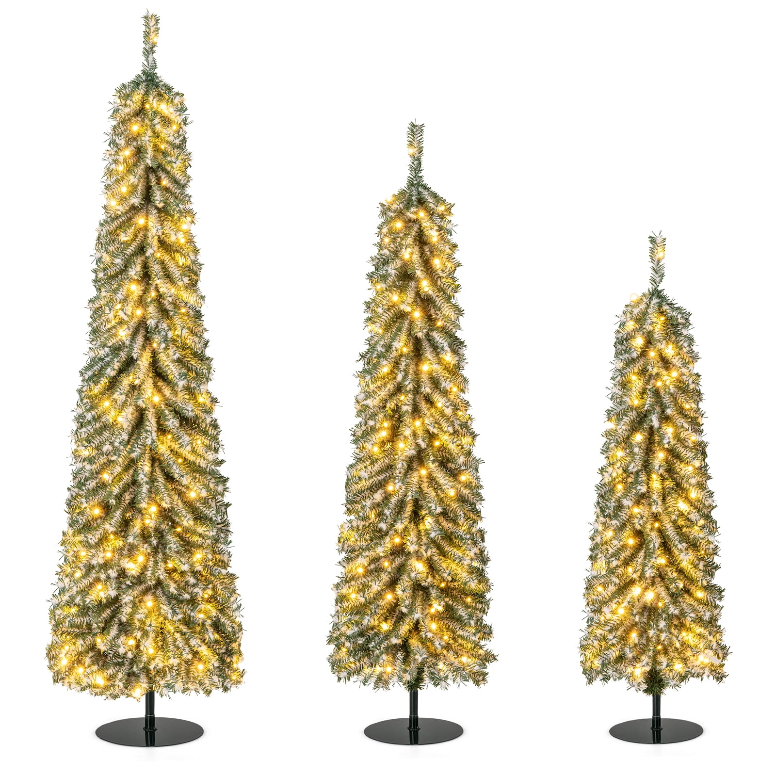 Topbuy 4' 5' 6' Artificial Christmas Tree Set of 3 Pencil Xmas Trees ...