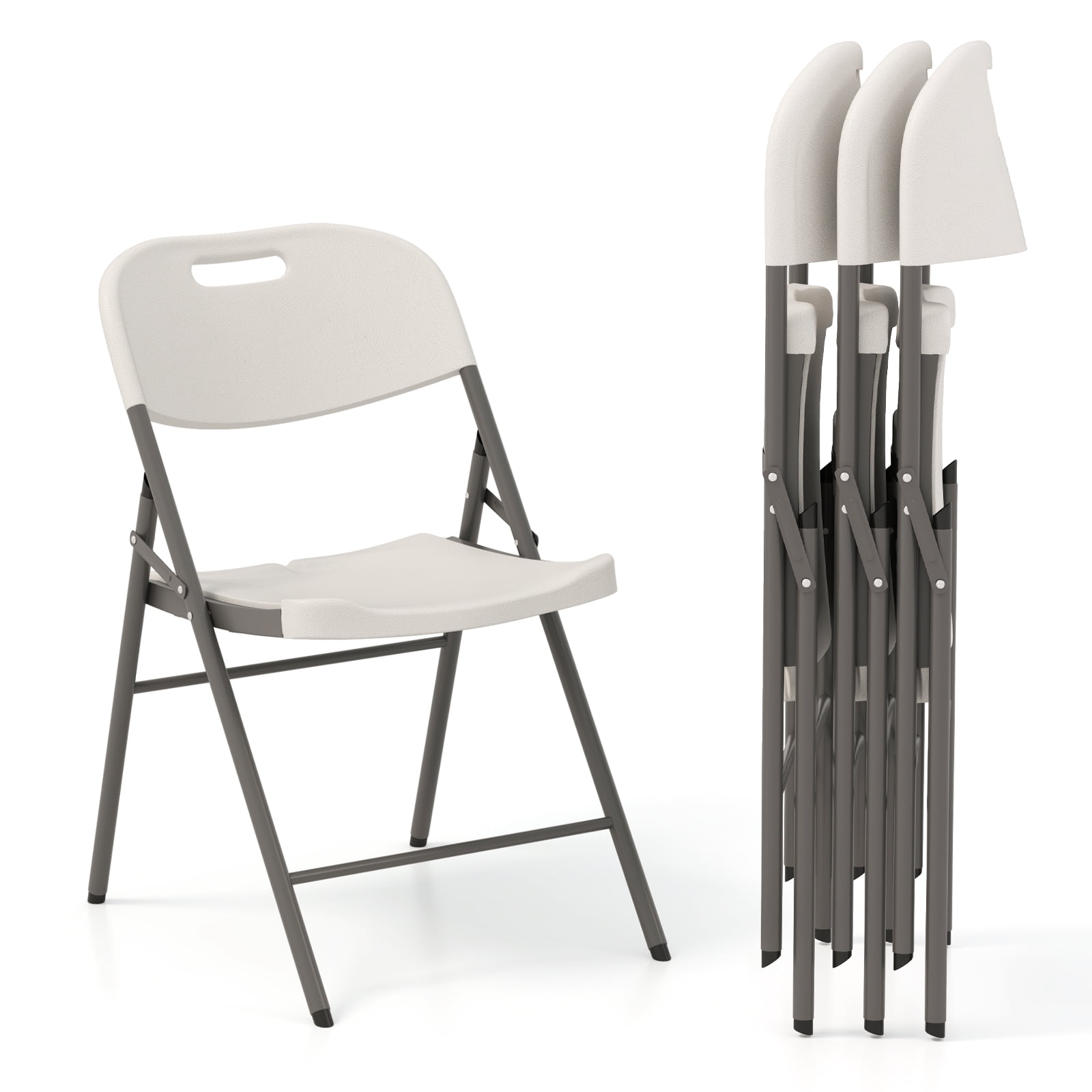 Topbuy 4 Pack Folding Chairs Stackable Plastic Chairs with Waterproof ...