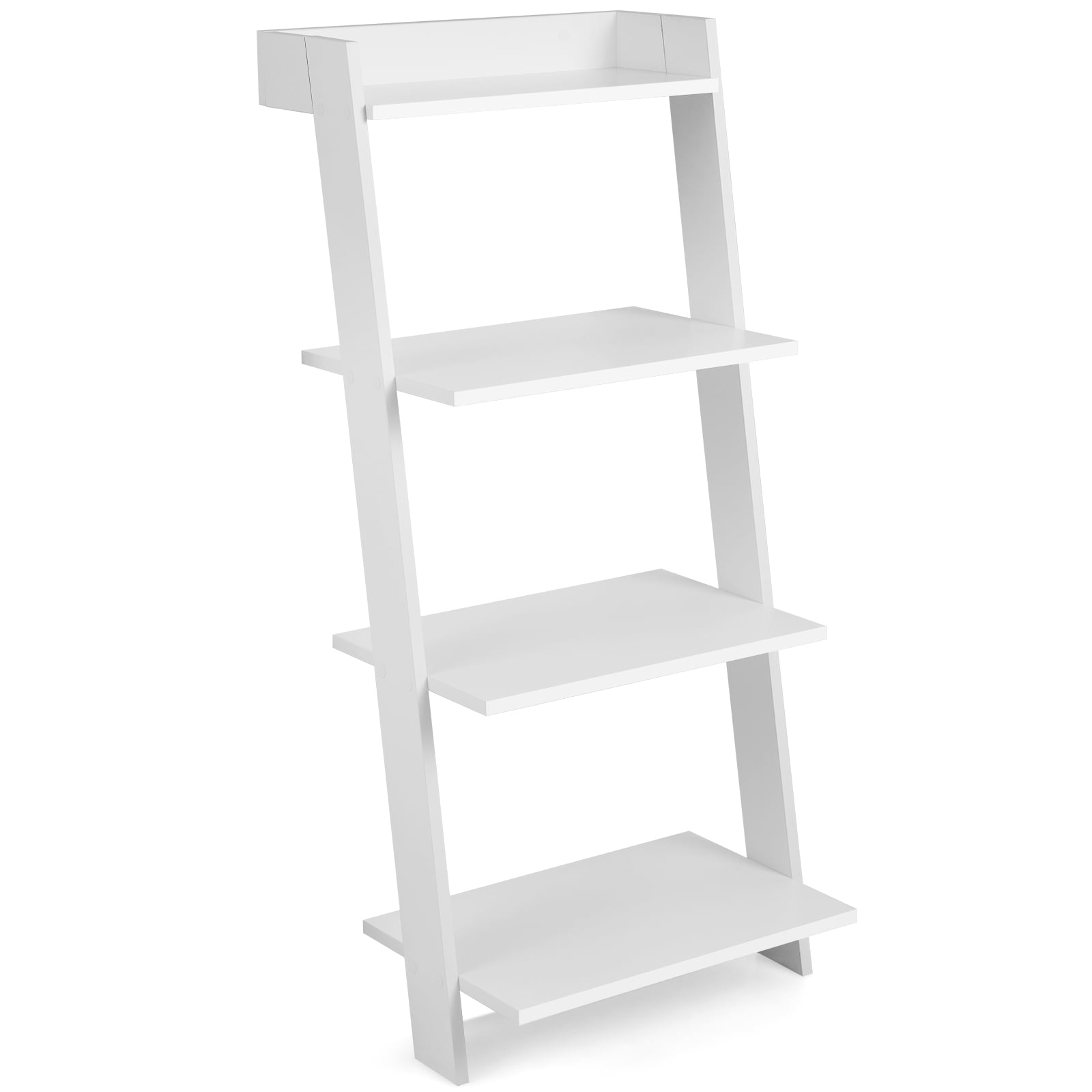 Topbuy 4-Tier Ladder Shelf 43” Tall Wooden Leaning Bookshelf Display ...