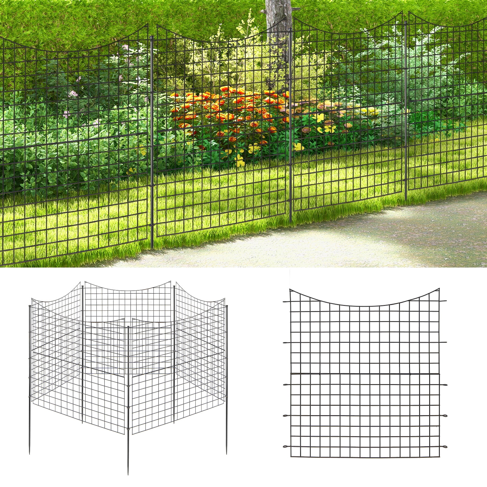 Topbuy 5 Panels 39 in(H) x 14.5ft(L) Decorative Garden Fence Rustproof ...