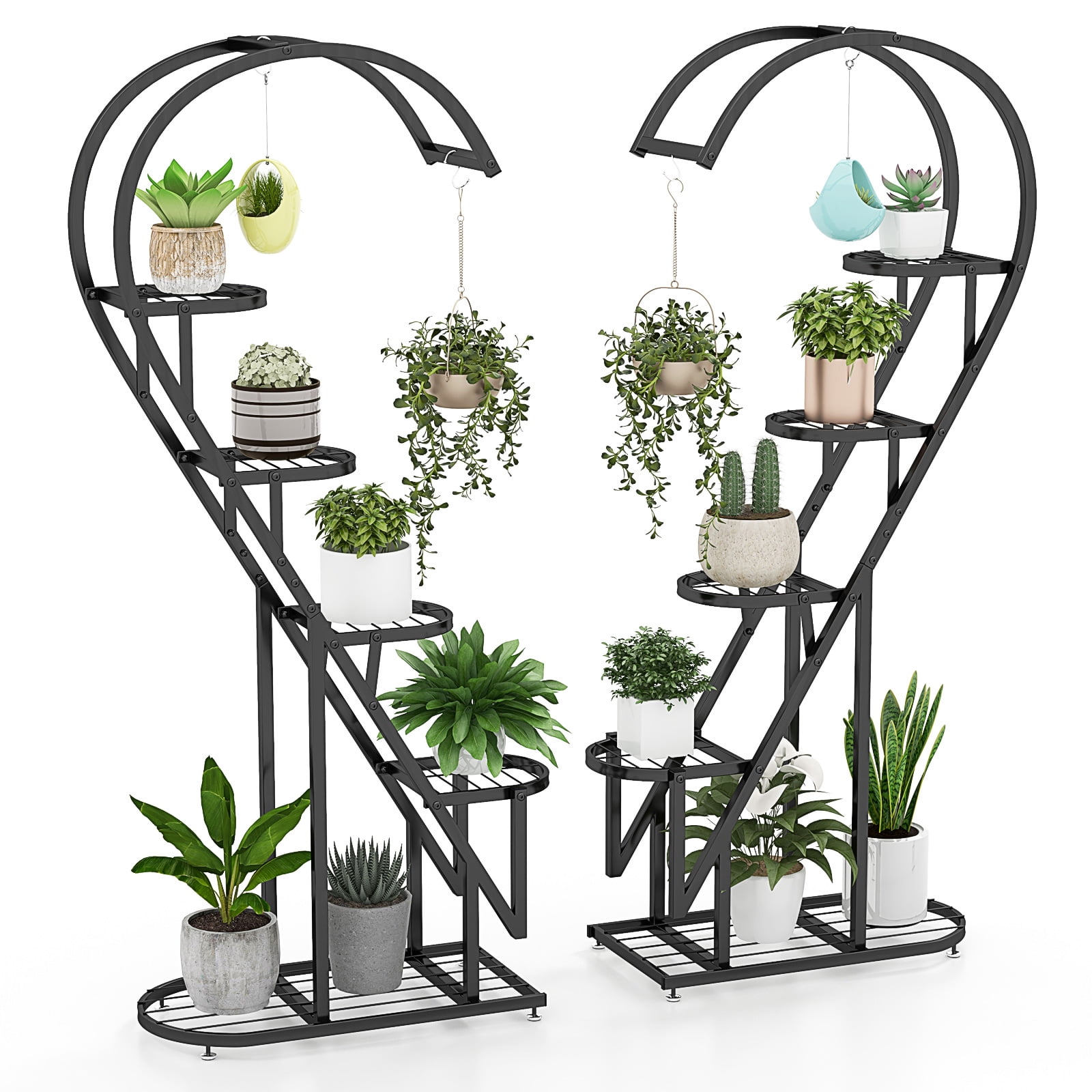 Topbuy 5-Tier Metal Plant Stand, Heart-shaped Plant Shelf Tiered Plant ...