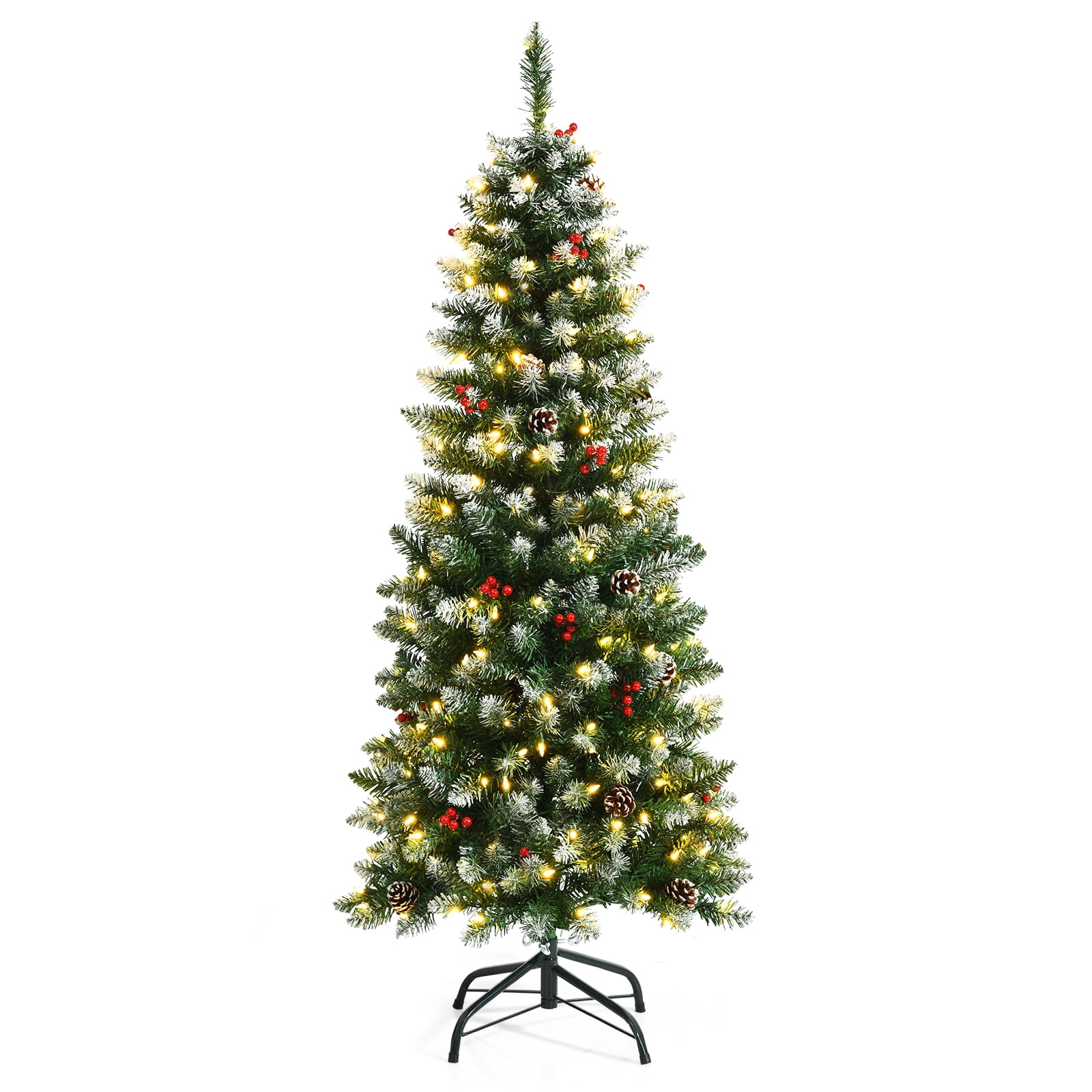 Topbuy 5ft Tall Pre-lit Artificial Christmas Tree with 250 LED Lights ...