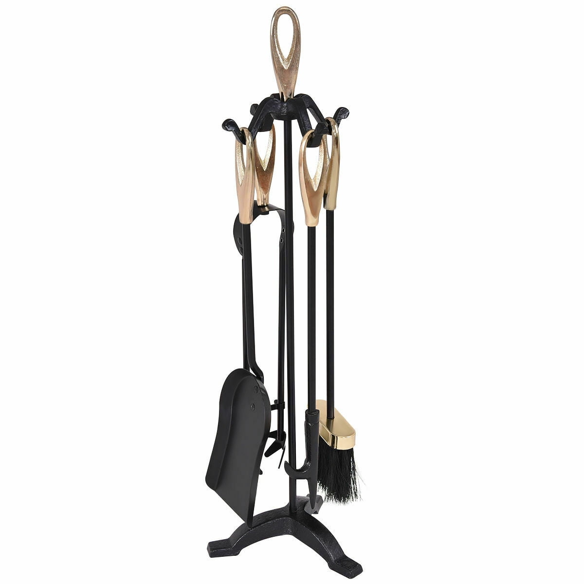 Topbuy 5pcs Fire Tools Set Pendant Tongs Fire Hook Brush Shovel Black w ...
