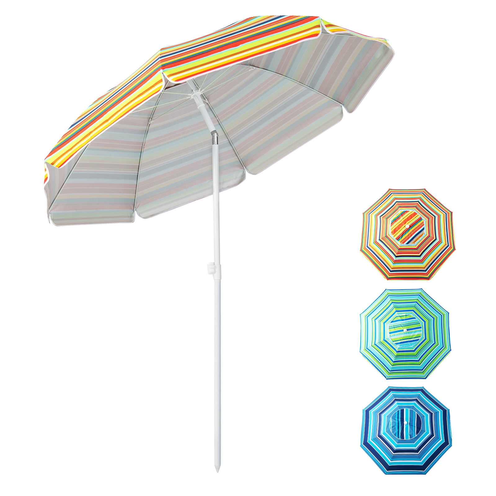 Topbuy 6.5 FT Beach Umbrella Windproof Ventilated Sunshade Shelter w ...