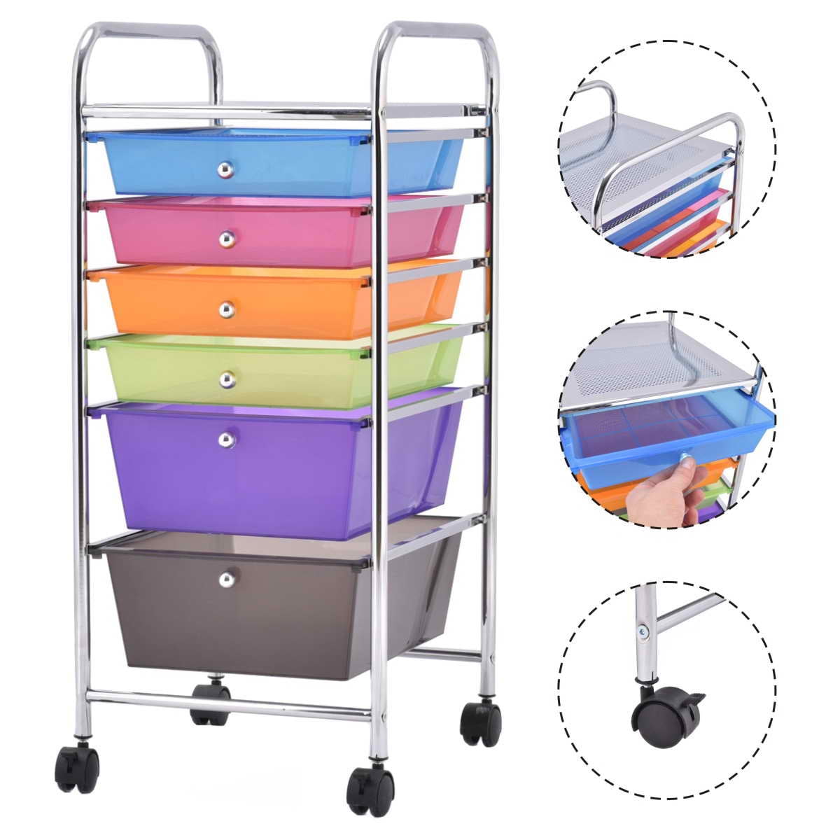 Topbuy 6 Drawer Scrapbook Paper Organizer Rolling Storage Cart for ...