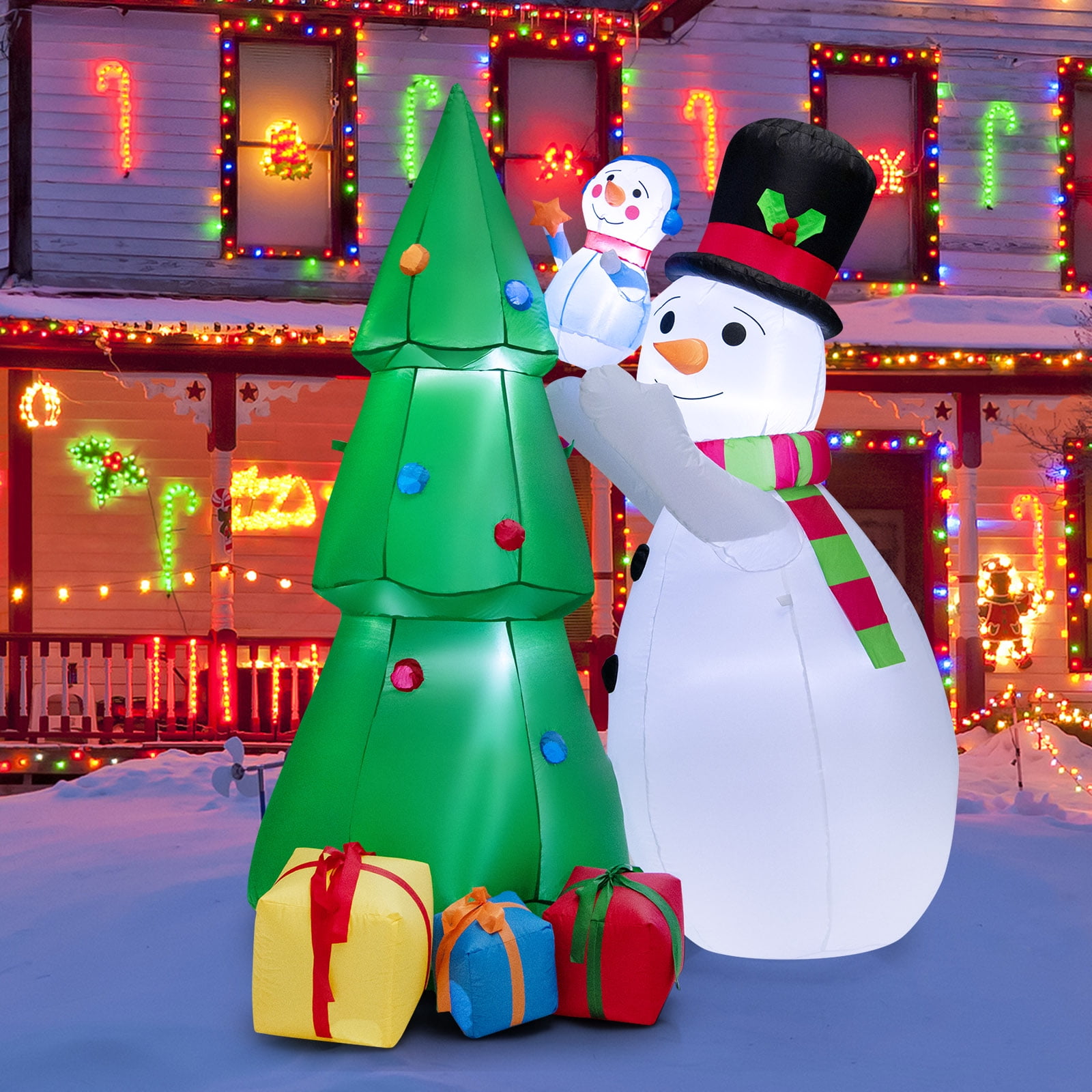 Topbuy 6 Ft Christmas Inflatable Snowman Indoor Outdoor Lighted