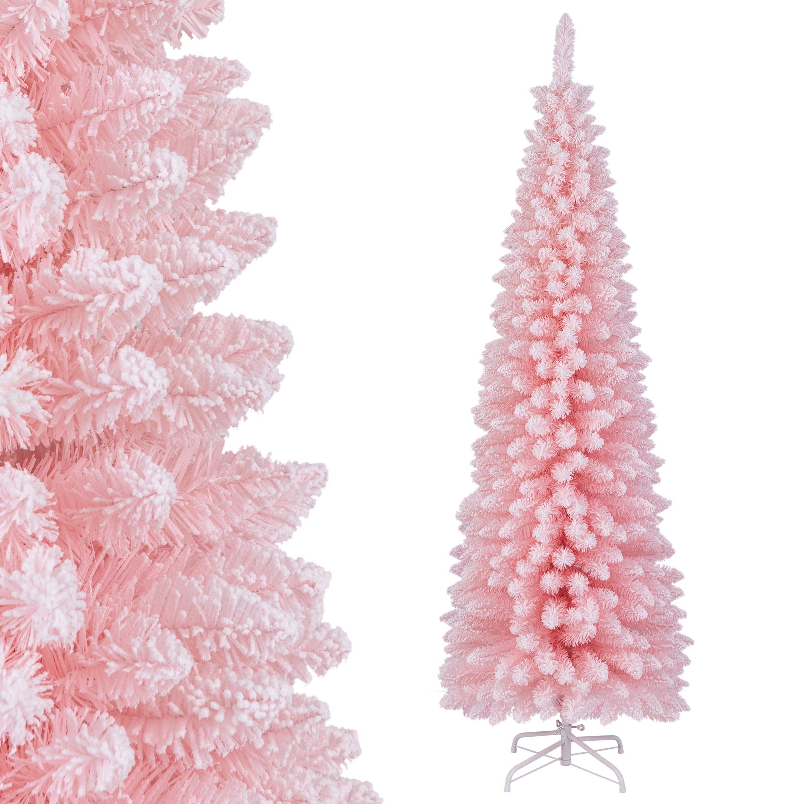 Topbuy 6 FT Christmas Tree Artificial Xmas Tree with 460 Flocked Branch ...