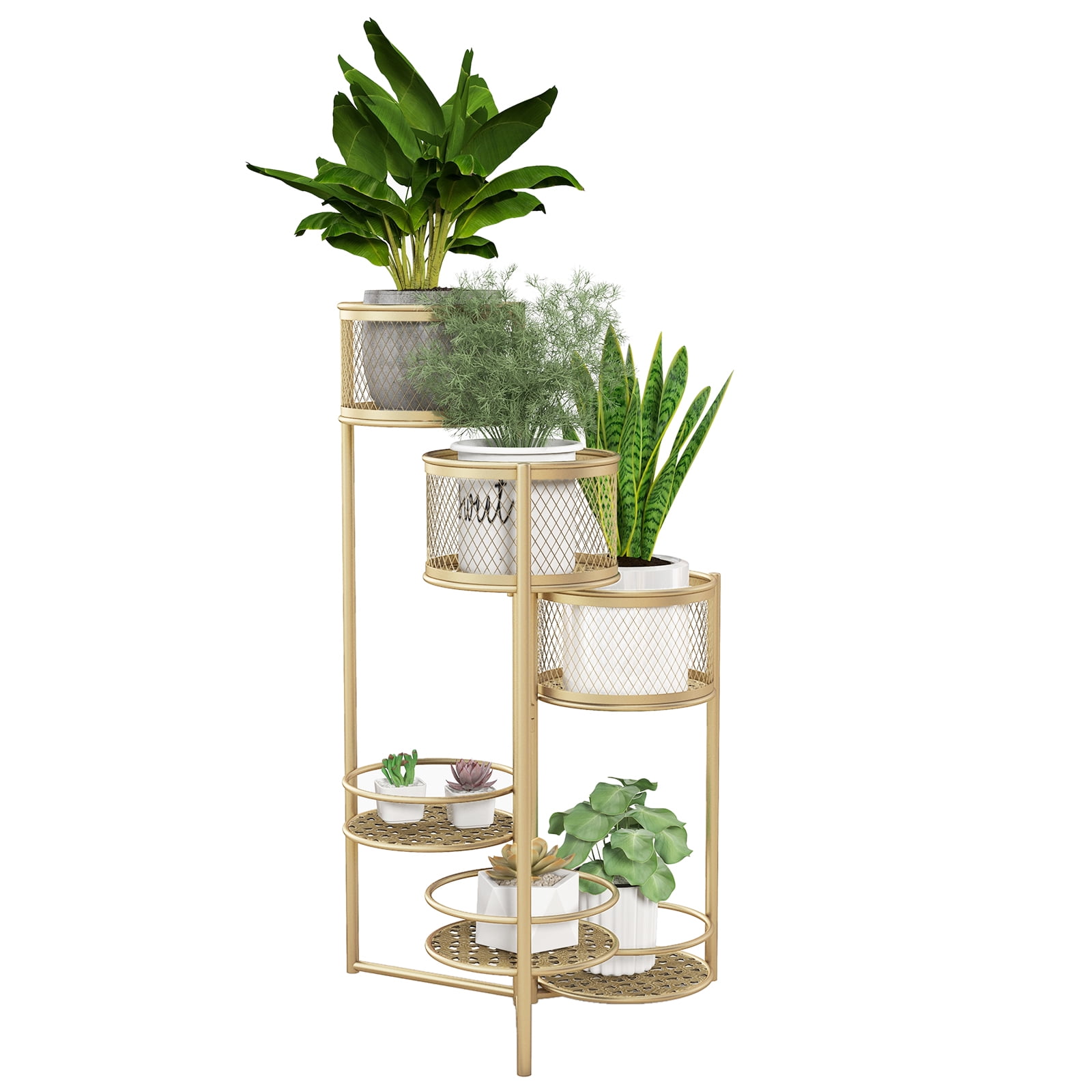 Topbuy 6-Tier Metal Plant Stand Shelf Folding Corner Flower Pot Holder ...