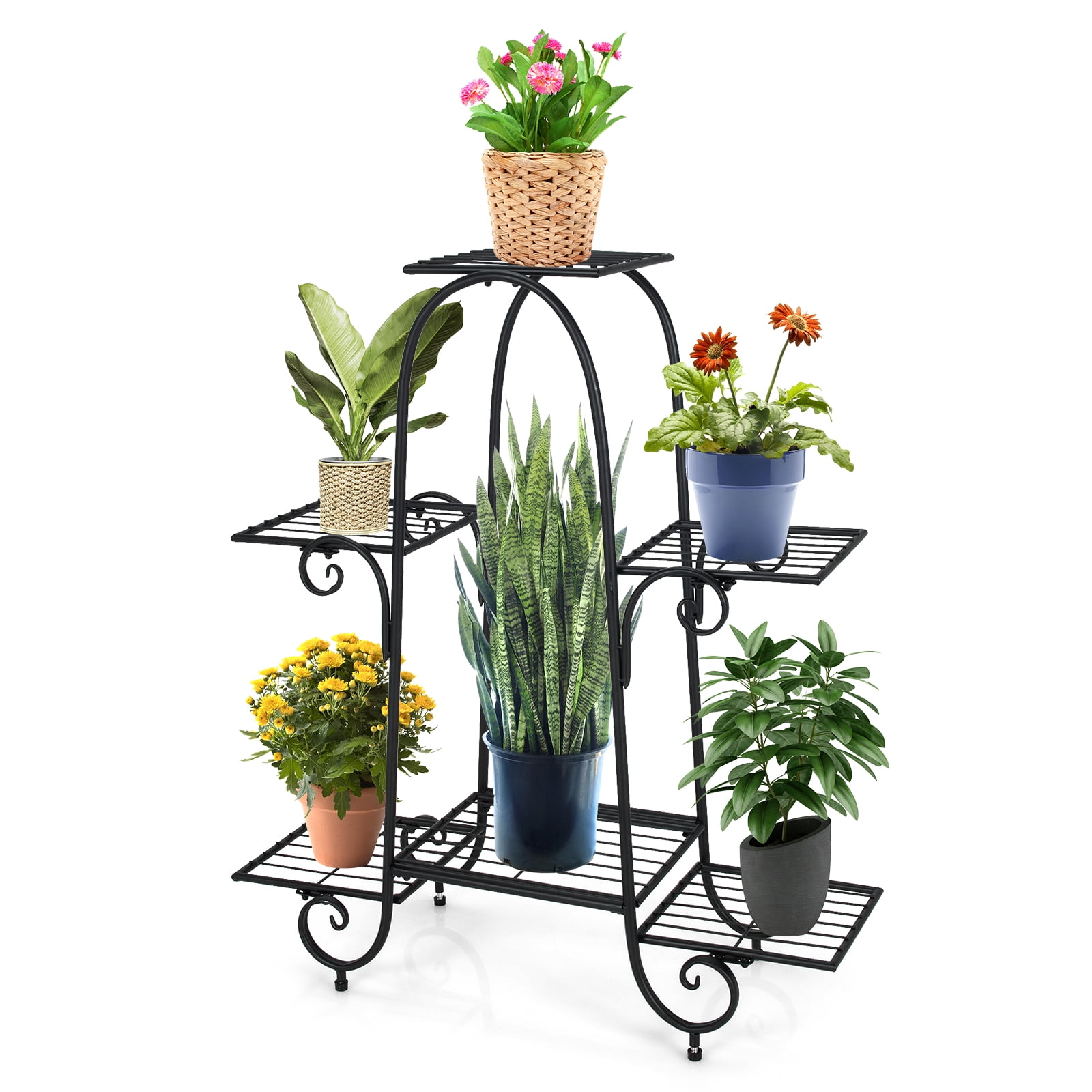 Topbuy 6-Tier Metal Corner Plant Stand, Flower Pots Display Rack ...