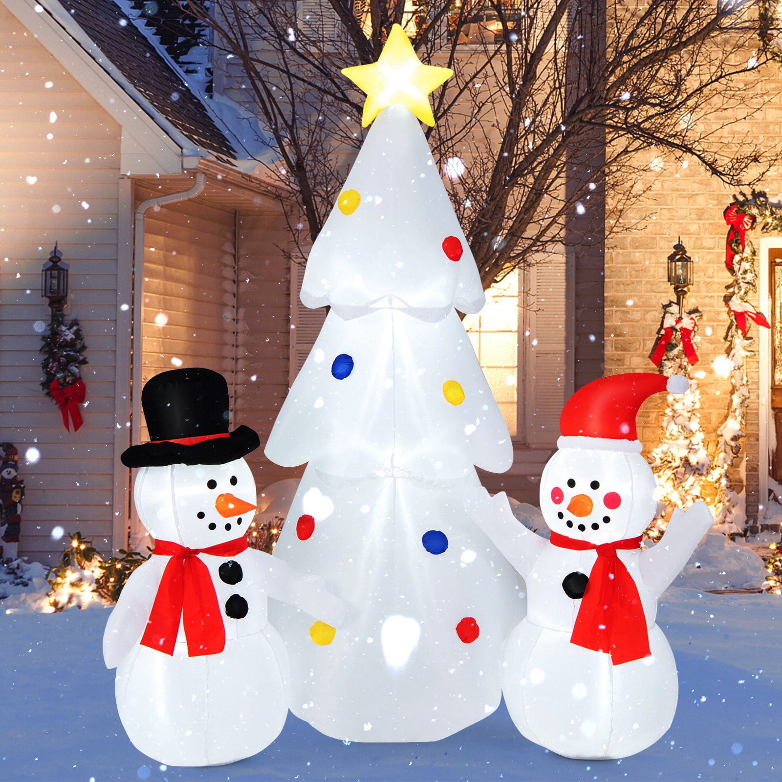 Topbuy 6ft Christmas Inflatable Tree With Snowman Outdoor Inflatable