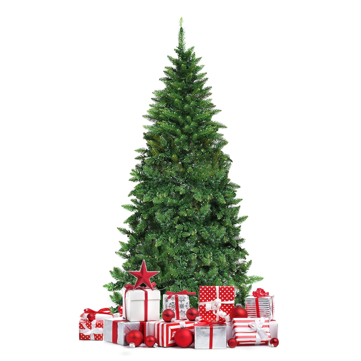 Topbuy 6ft Prelit Half Christmas Tree Artificial PVC Material Metal ...