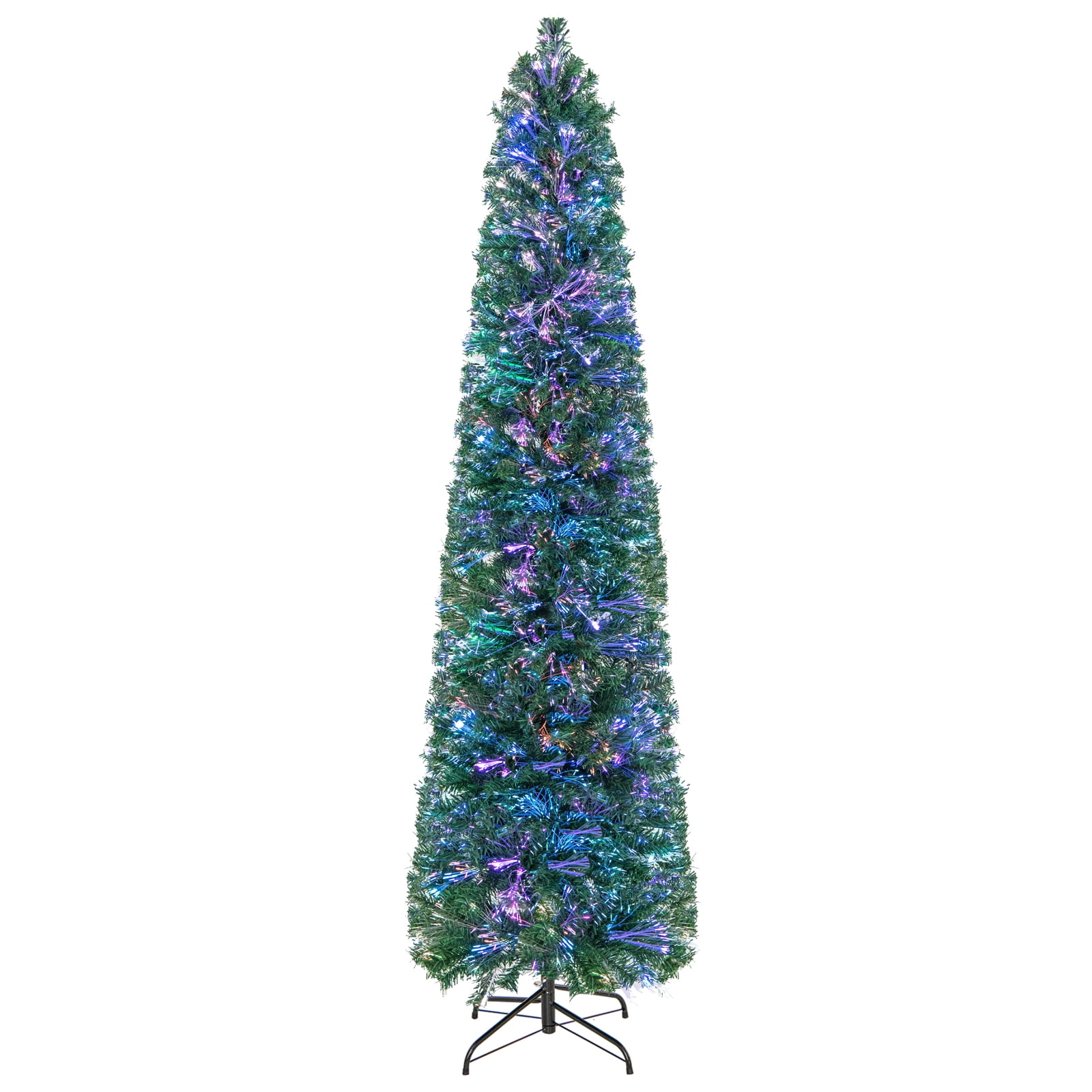 Topbuy Slim 7 FT Fiber Optic Artificial Christmas Tree Prelit with 697 ...