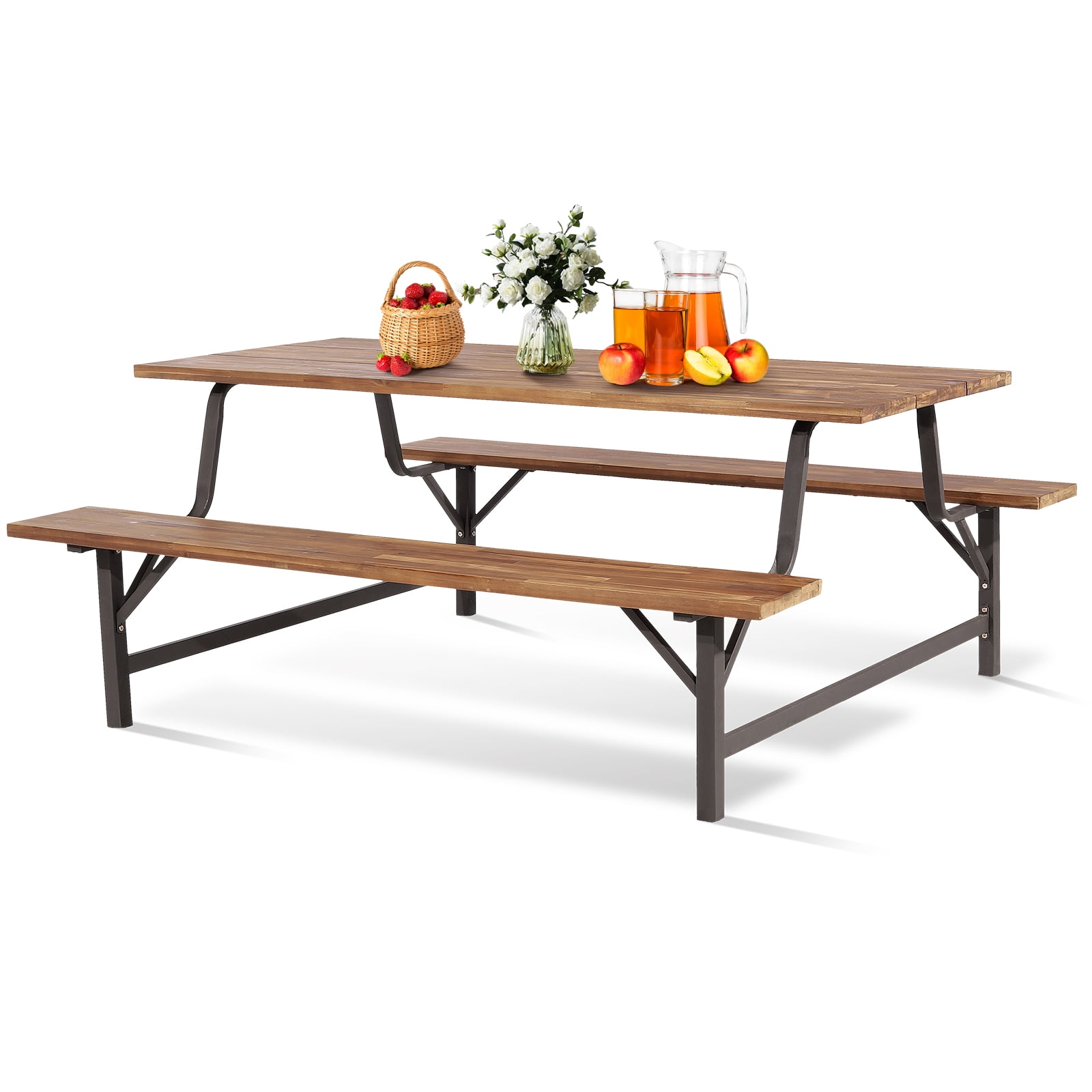 Topbuy 71" Patio Picnic Table Bench Set Outdoor Camping Table Set w ...