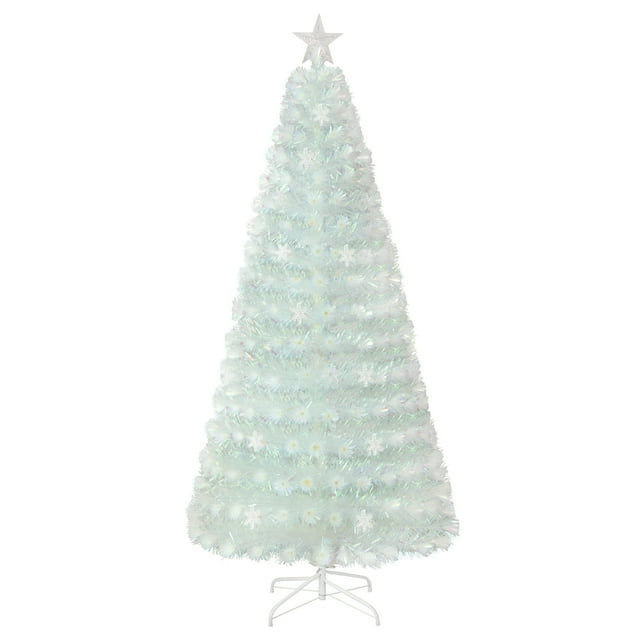 Topbuy 7FT Artificial Fiber Optic Christmas Tree White Pre-lit Xmas ...