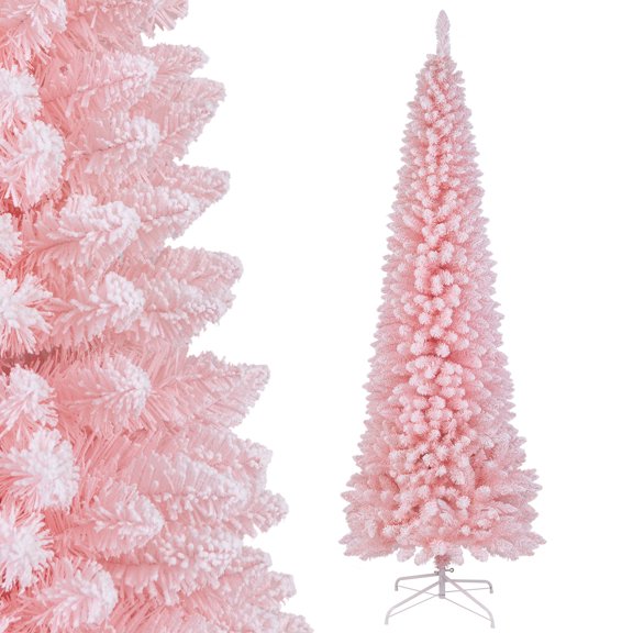 Hidove 8 FT Pencil Christmas Tree, Unlit Artificial Slim Xmas Full Tree ...