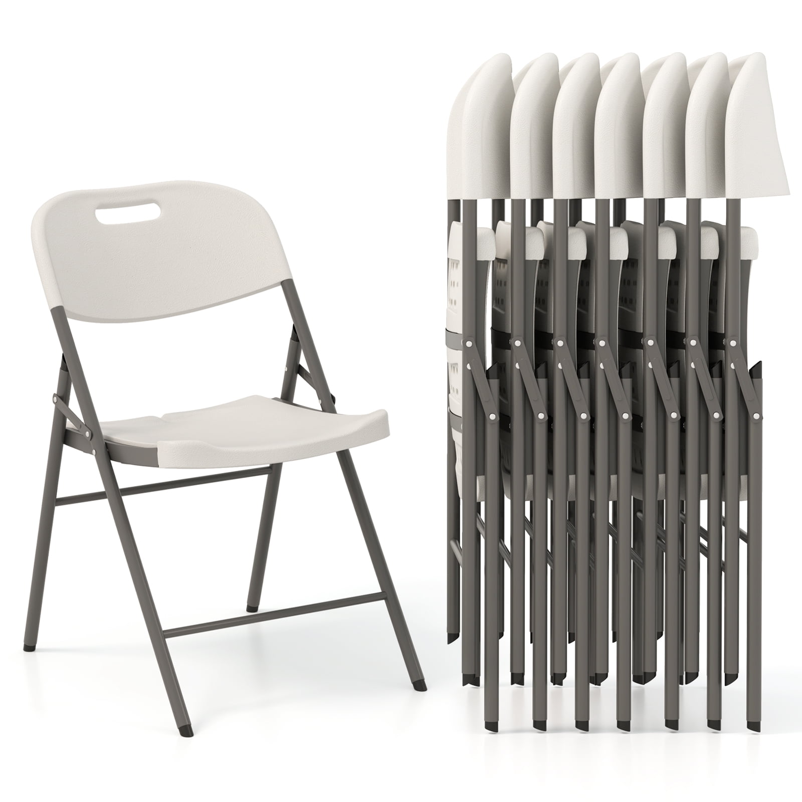 Topbuy 8 Pack Folding Chairs Stackable Plastic Chairs with Waterproof ...