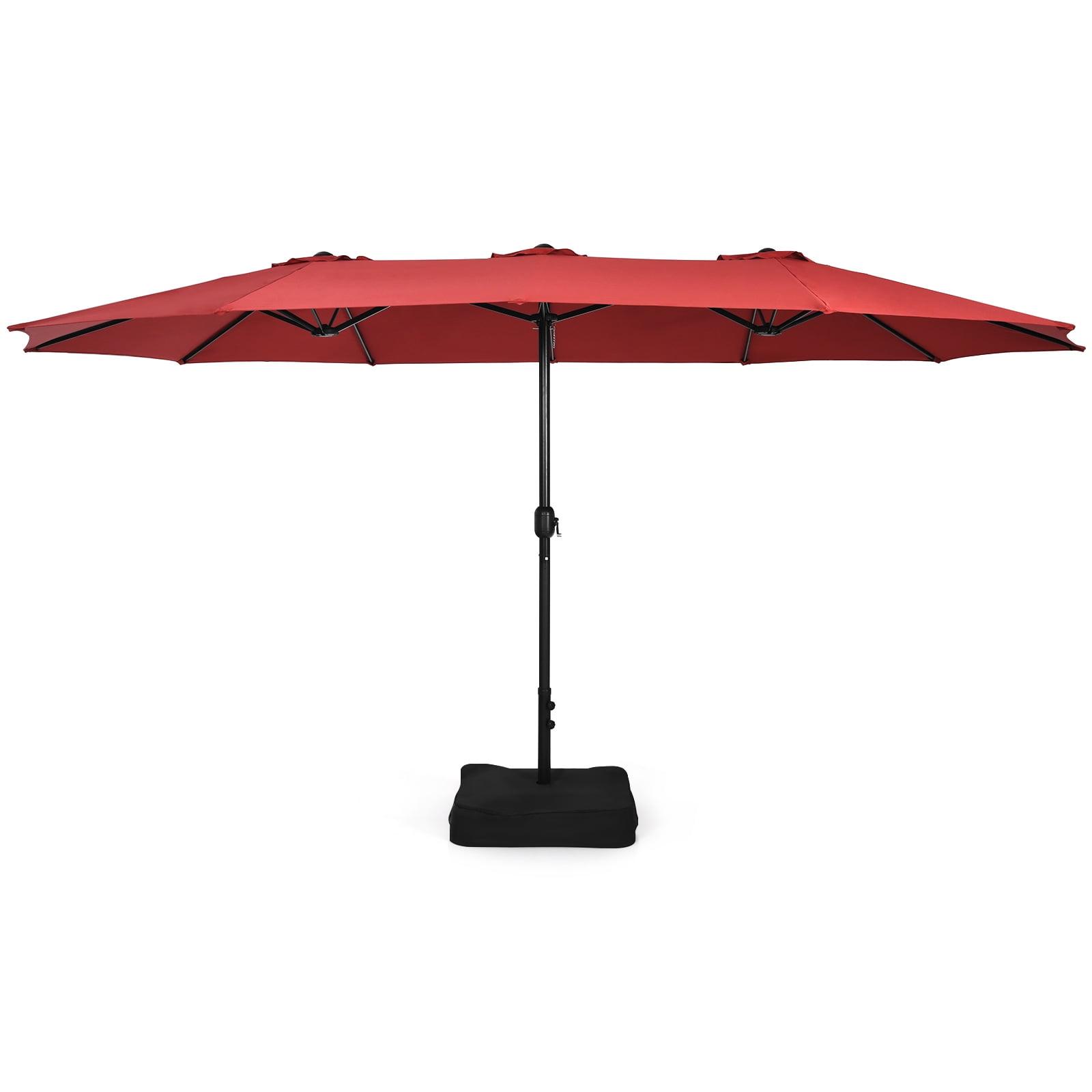 Patiojoy 15FT Twin Patio Umbrella with Metal Base, Wine-Colored Large ...