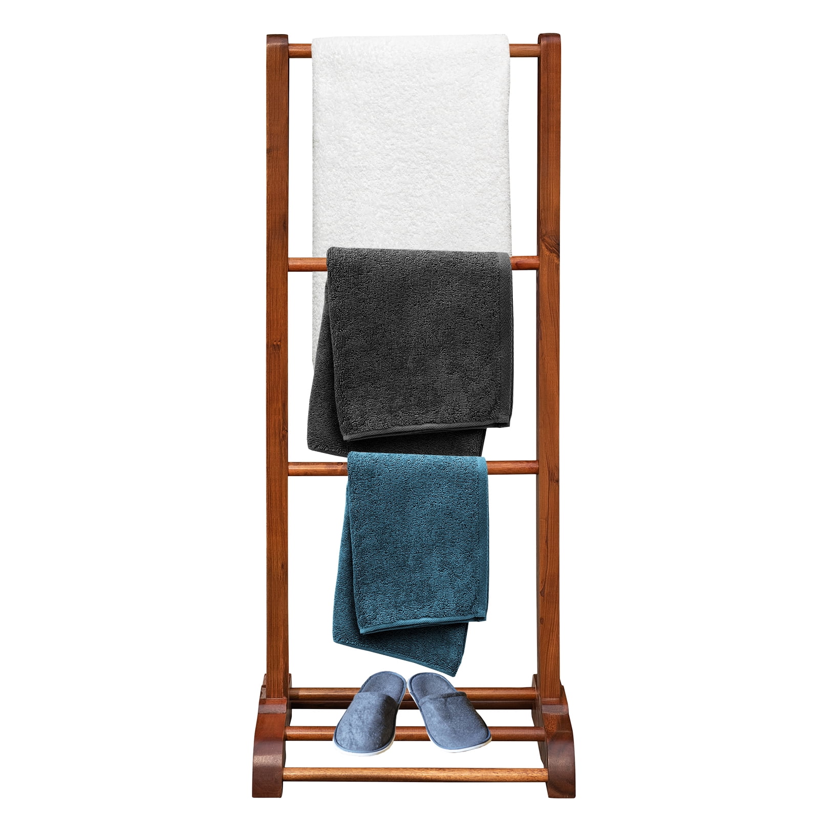 Topbuy Acacia Wood Freestanding Towel Rack Towel Drying Clothes Holder ...