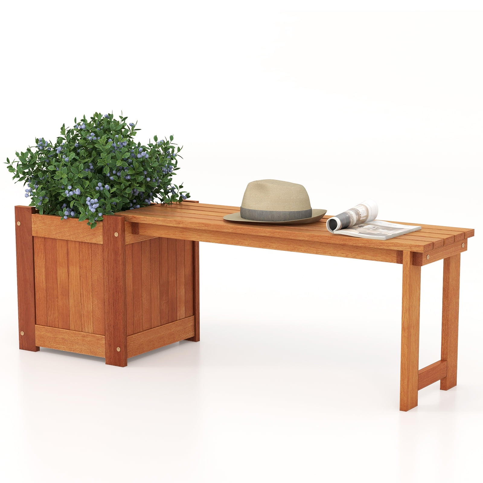 Topbuy Bench with Planter Box 2 in 1 Wooden Flower Box Kit with Seat ...
