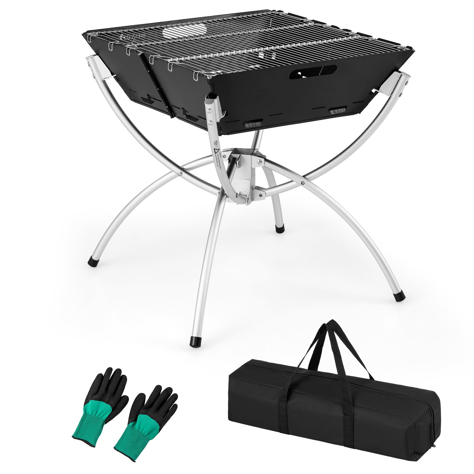 Topbuy Camping Fire Pit w/Cooking Grills Lightweight Portable Campfire ...