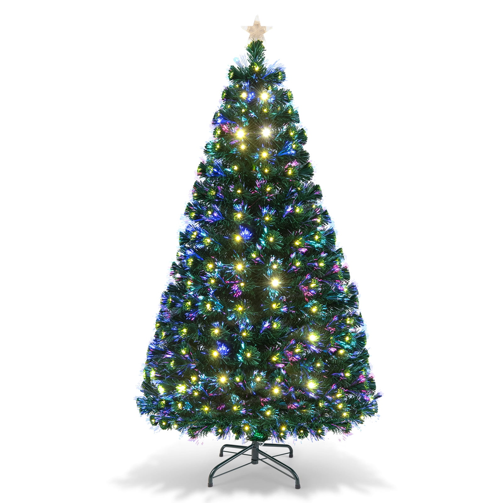 Topbuy 6' Pre-lit LED Green Artificial Christmas Tree, Outdoor Suitable ...